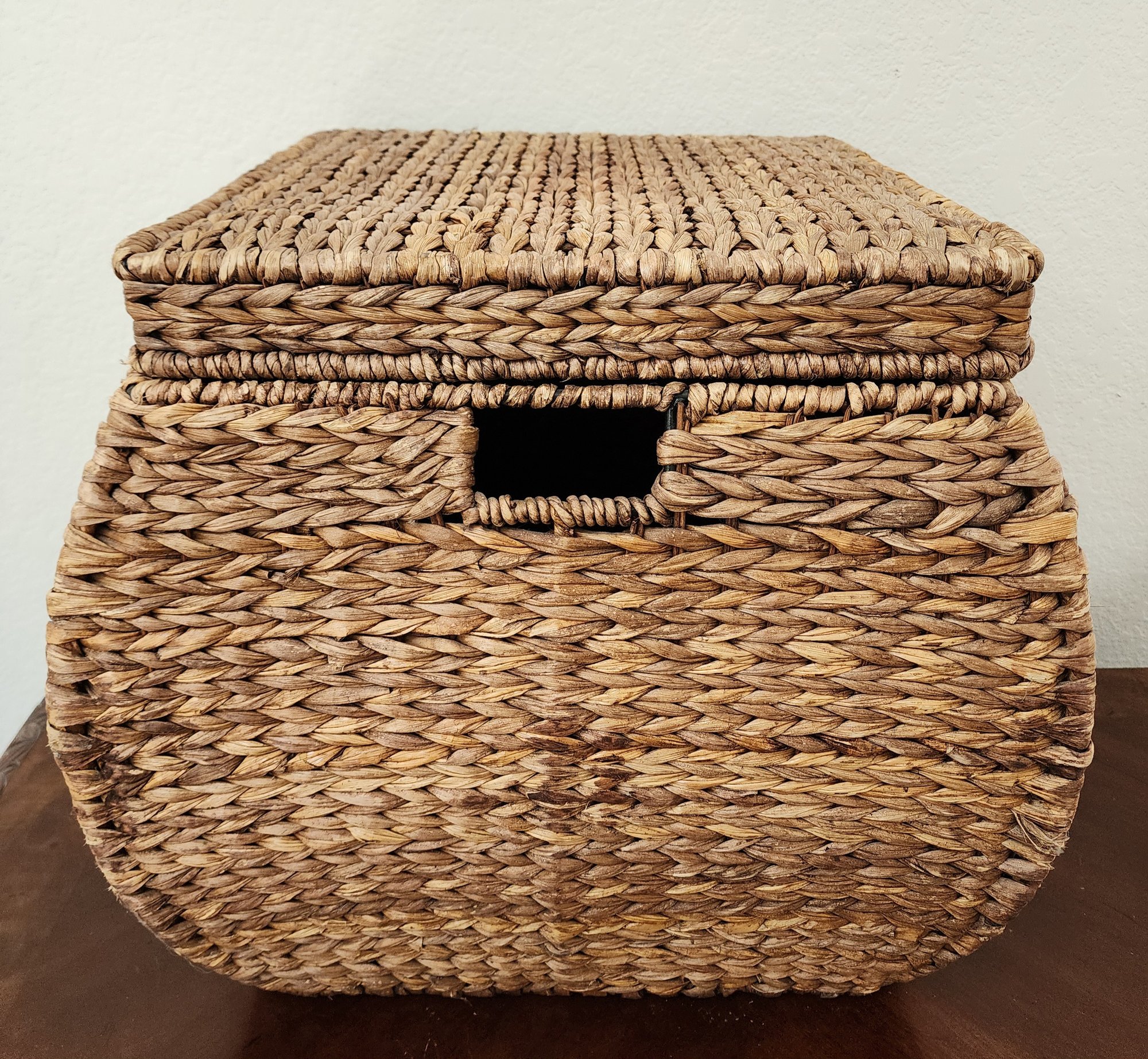 Woven Ottoman Style Basket With Storage And Side Handles #17399 ...