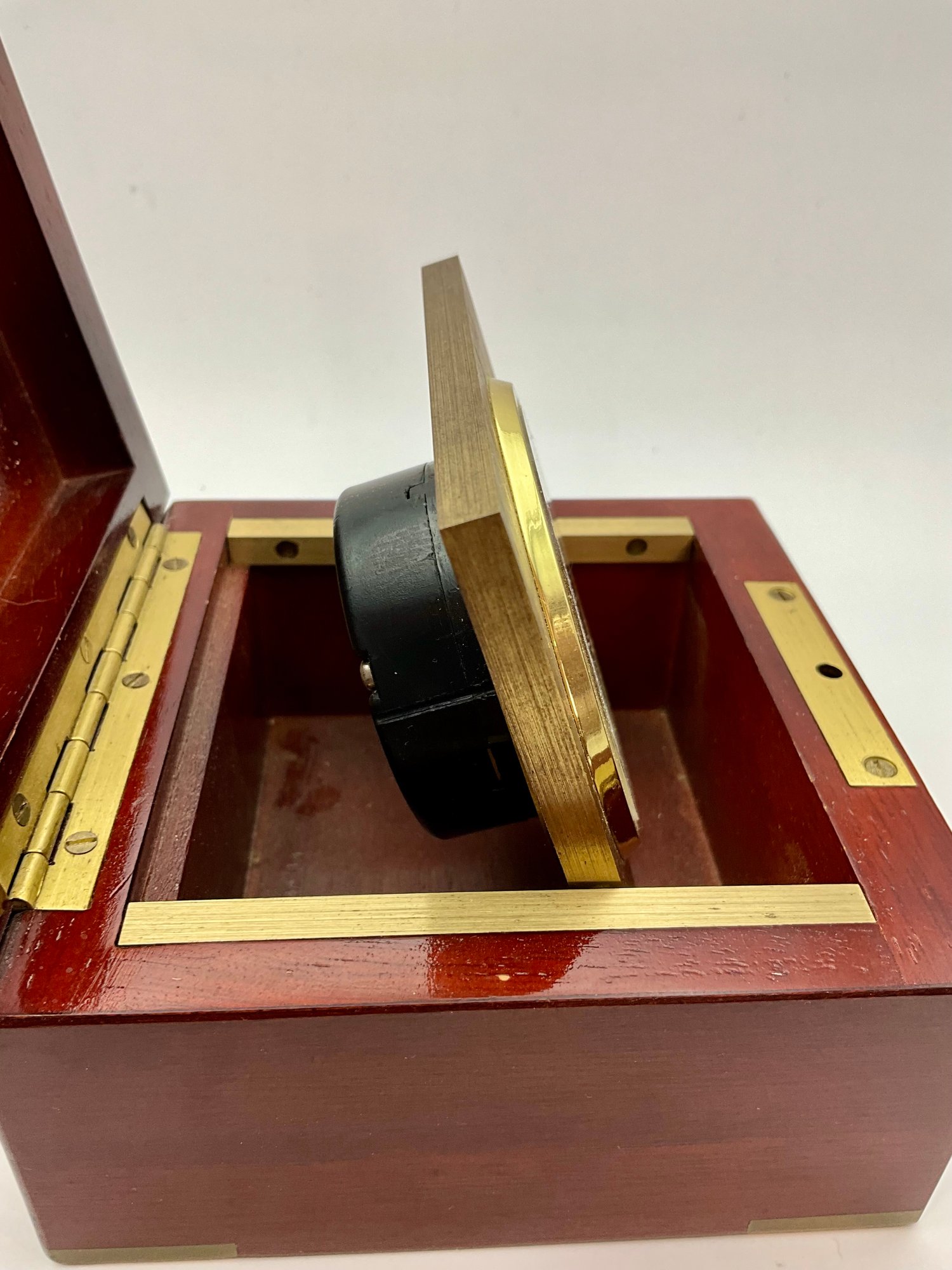 Vintage Tiffany & Co. Swing Desk Clock Mahogany And Brass Box Swiss ...