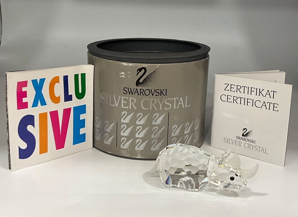 79 Swarovski Crystal #7622 Small Rhino Figurine With Box #1424 ...