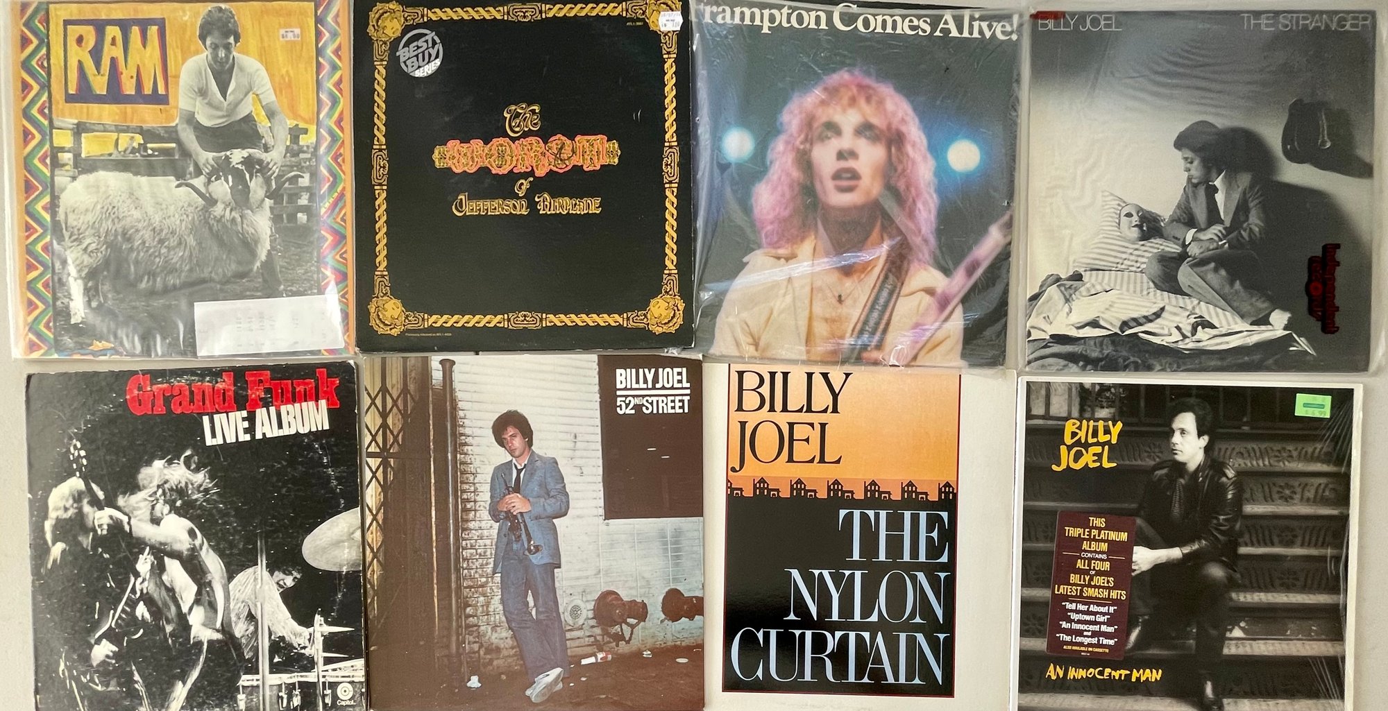 (8) Vintage Vinyl Albums - Billy Joel, Jefferson Airplane, Peter ...