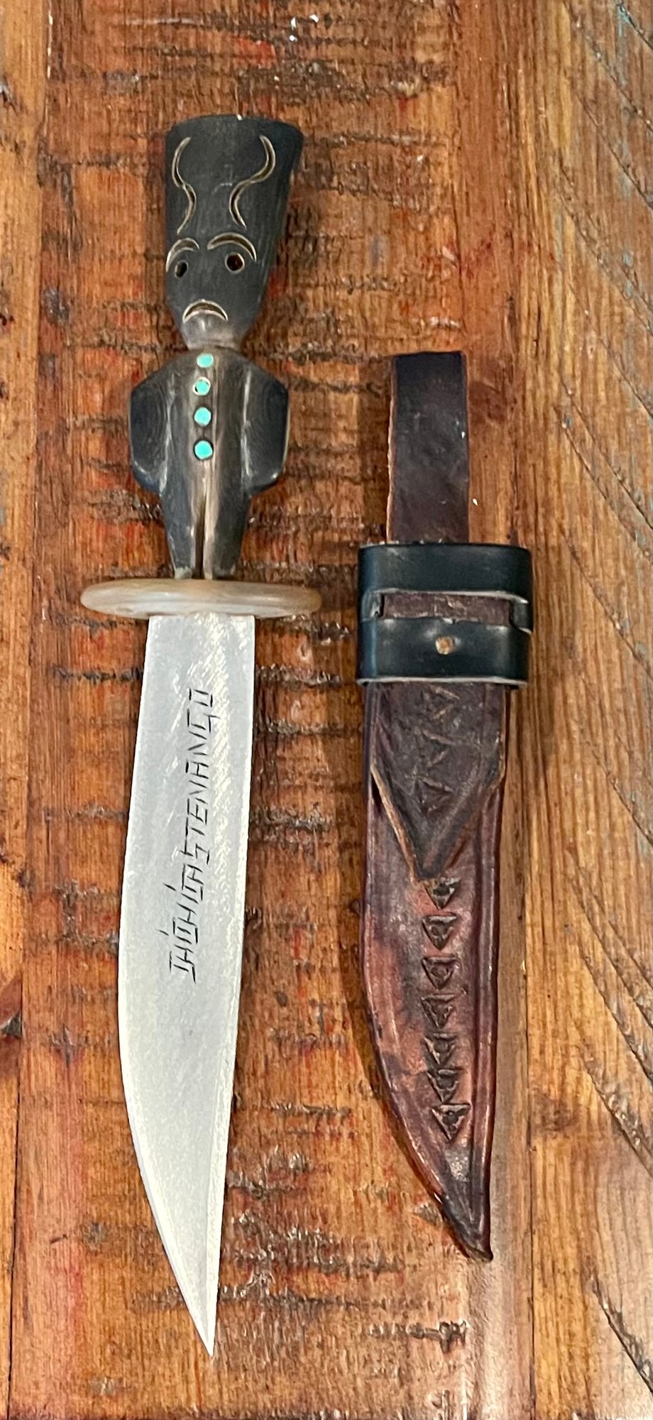 Carved Horn Mayan Native Knife - Chichicastenango Guatemala Dagger With ...