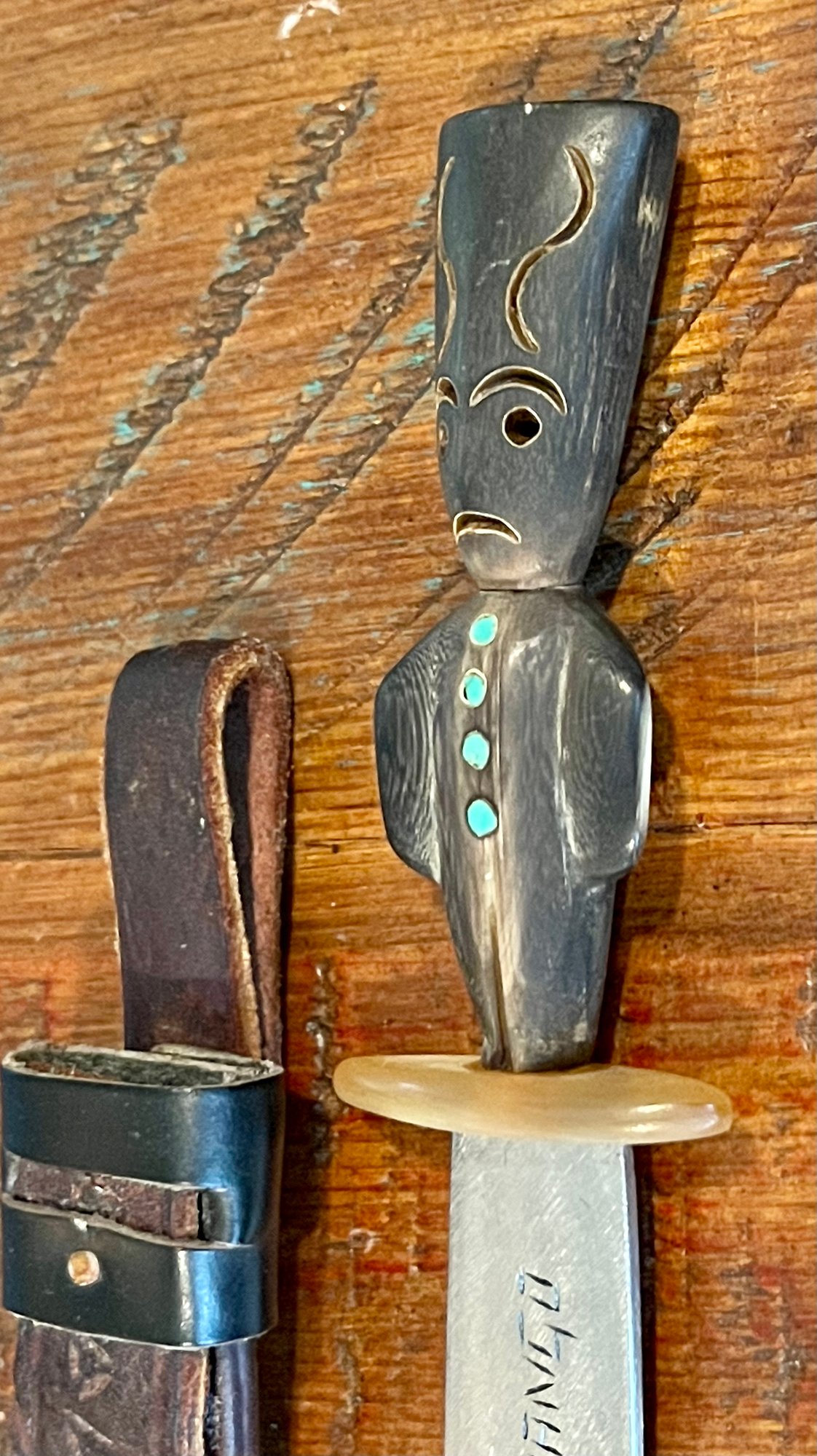 Carved Horn Mayan Native Knife - Chichicastenango Guatemala Dagger With ...