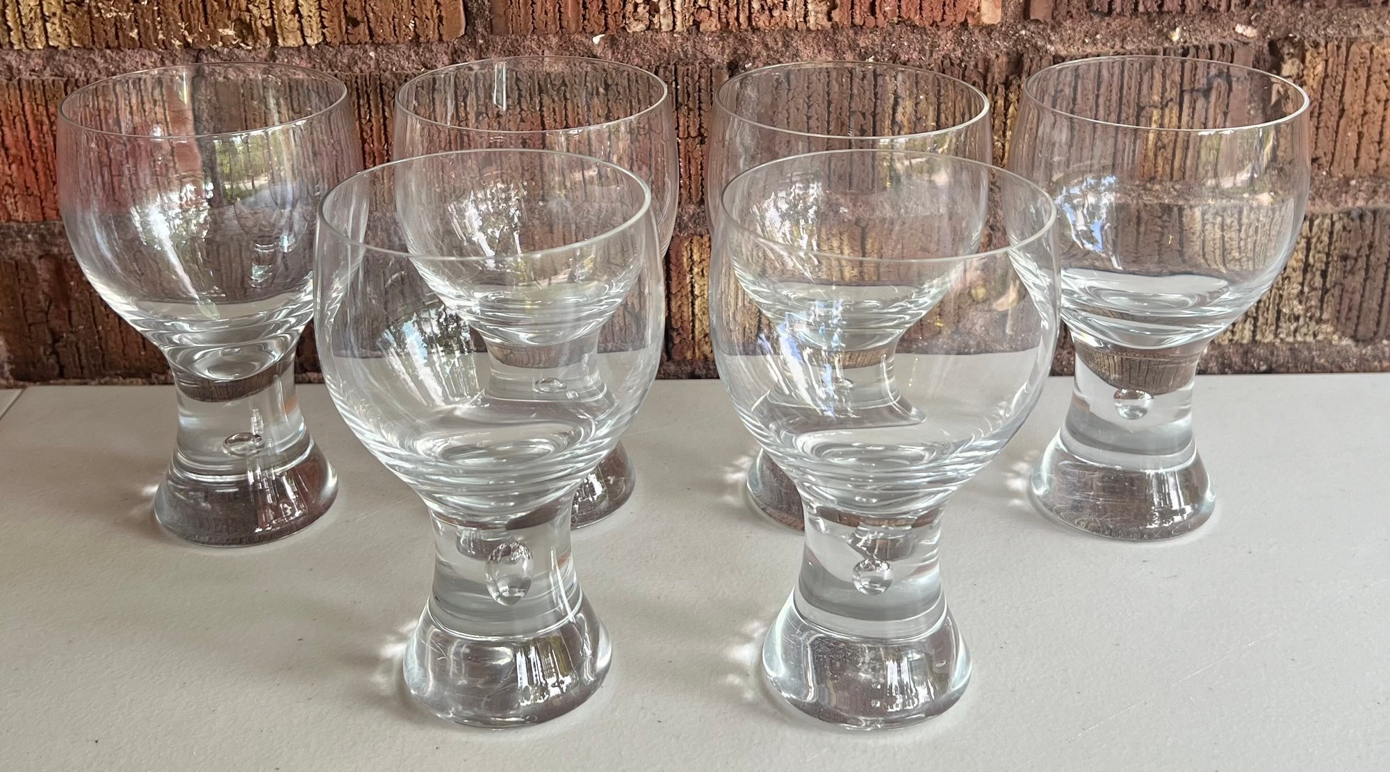 Set Of (6) Kosta Boda Rondo Clear Bubble Stem 6" Glasses #39896 ...