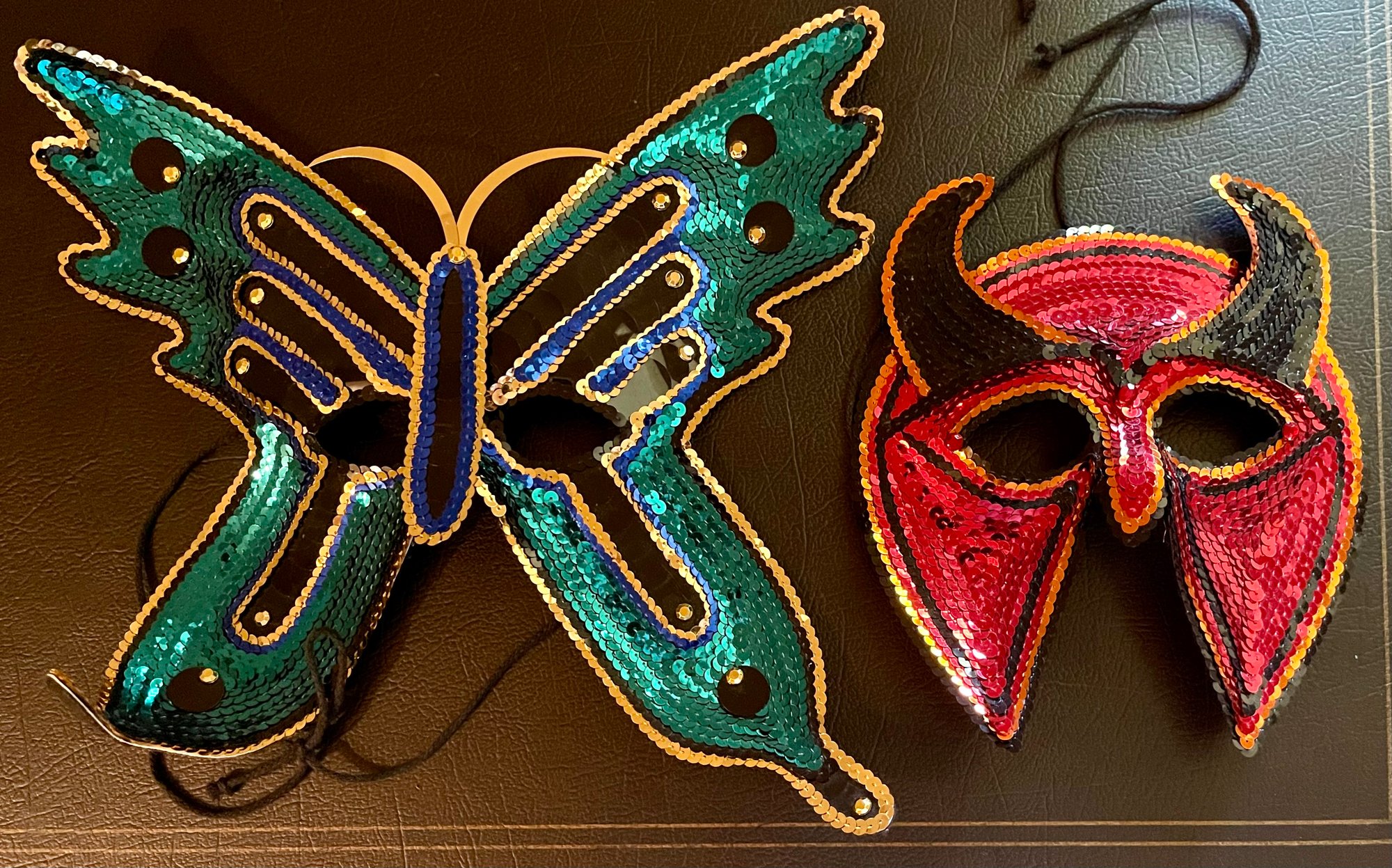 Pair Of Gypsy Renaissance Devil And Butterfly Sequence Masks #40211 ...
