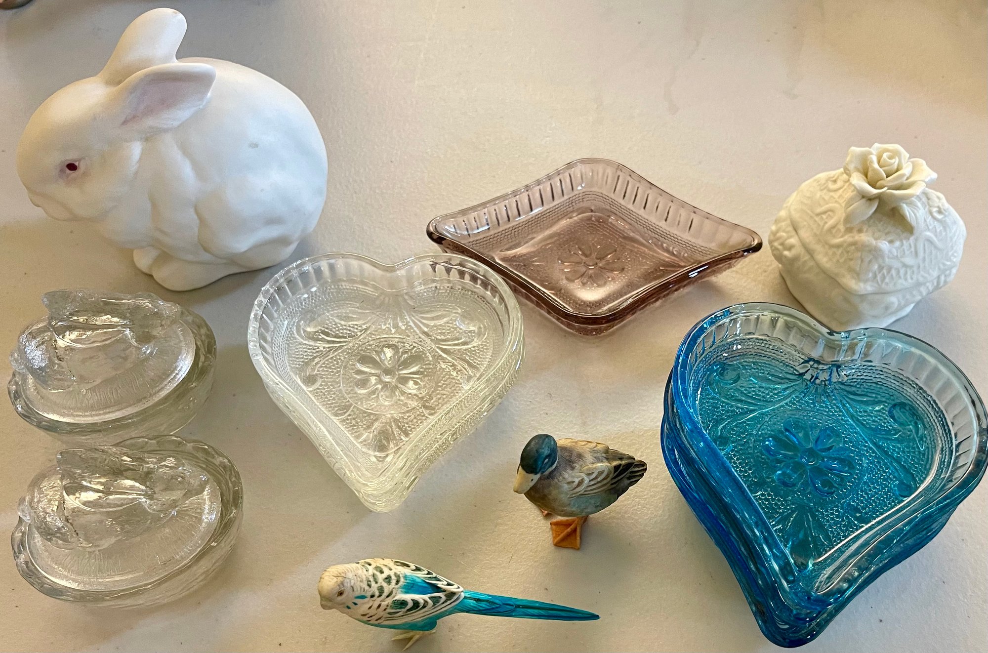 Vintage Card Suite Snack Dishes, Covered Bunny Dishes, Porcelain Rabbit ...