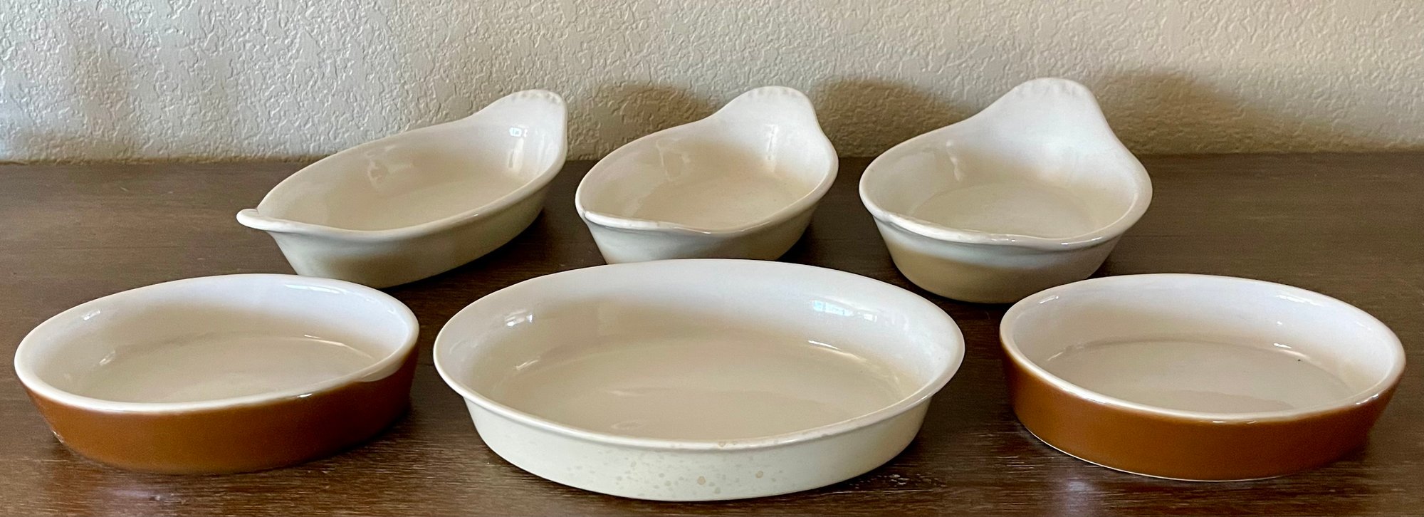 6 Vintage Coors Thermo Porcelain Chefs Ware Brown & Ivory Baking Dishes ...