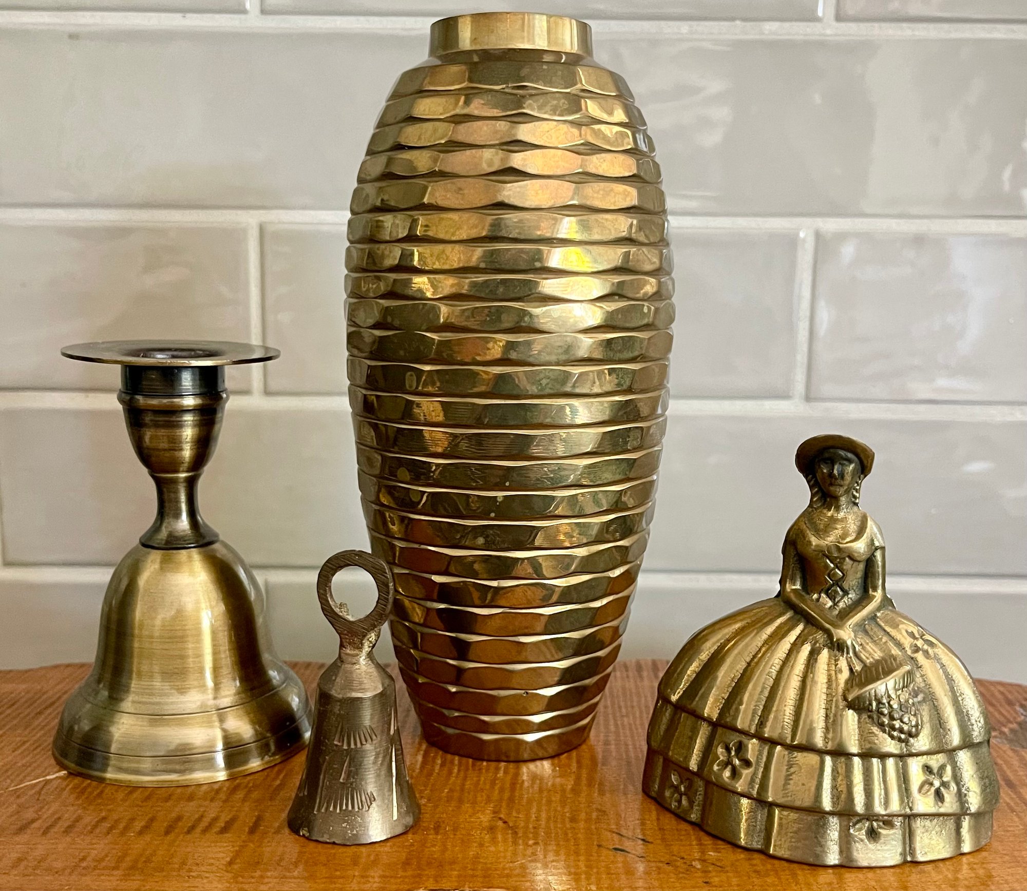 1960's Brass Lot - Twist Vase - Southern Belle Bell - Candle Stick Bell ...