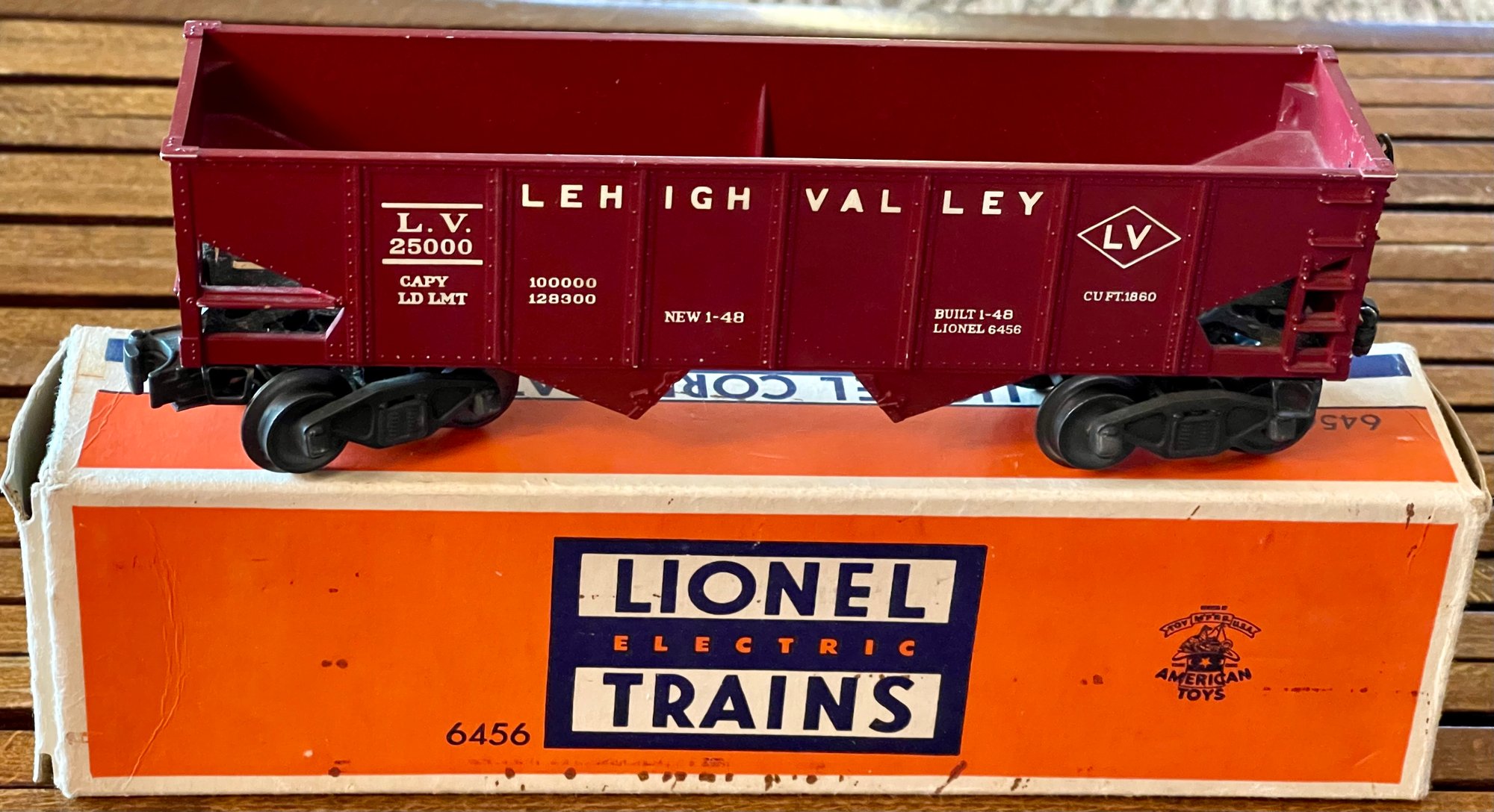 Vintage Lionel Electric Train Number 6456 Red Hopper Car In Original ...