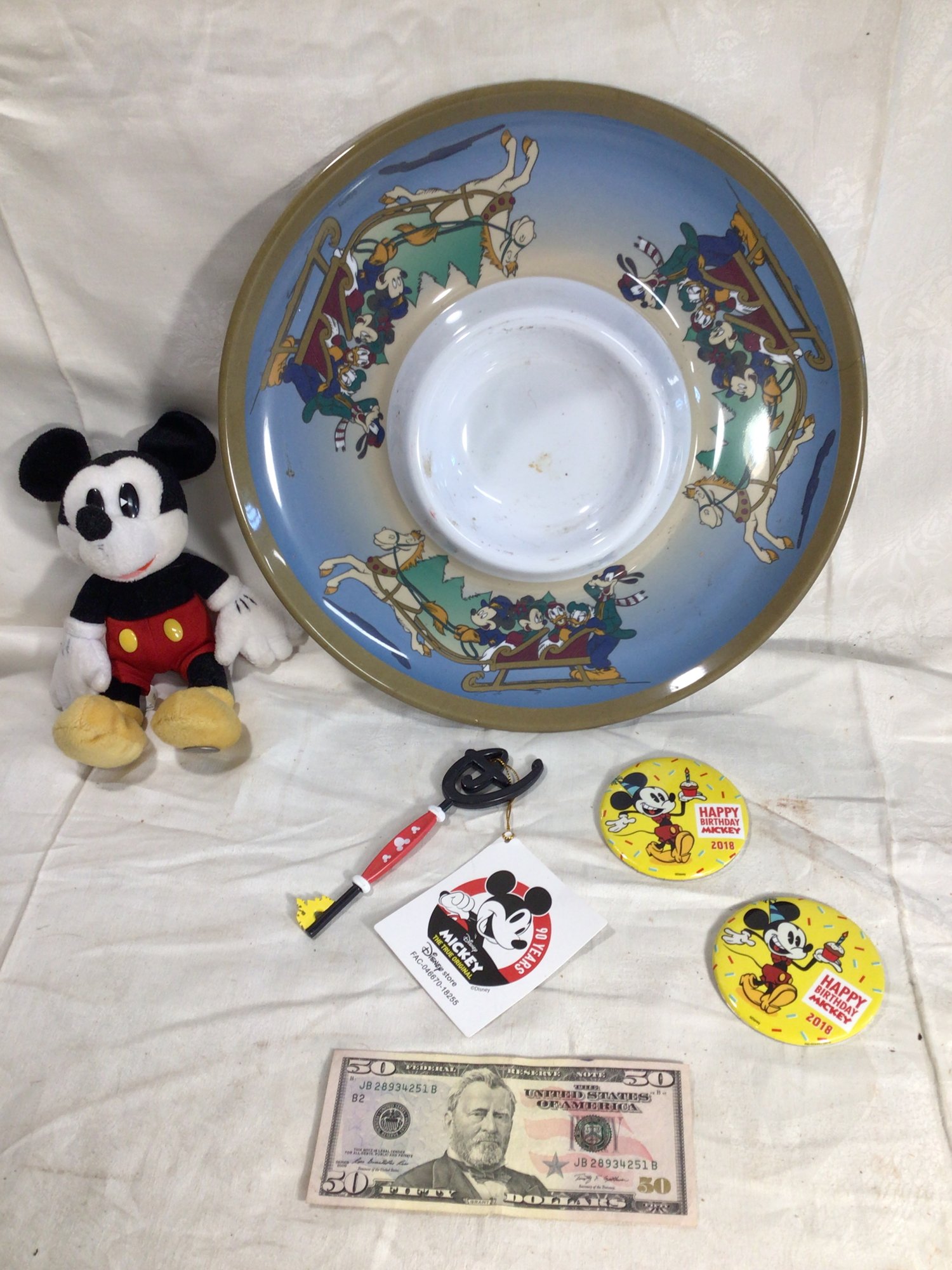 Disney Chips And Dip Tray, Mickey Mouse Walt Disney World 2000 Plush ...