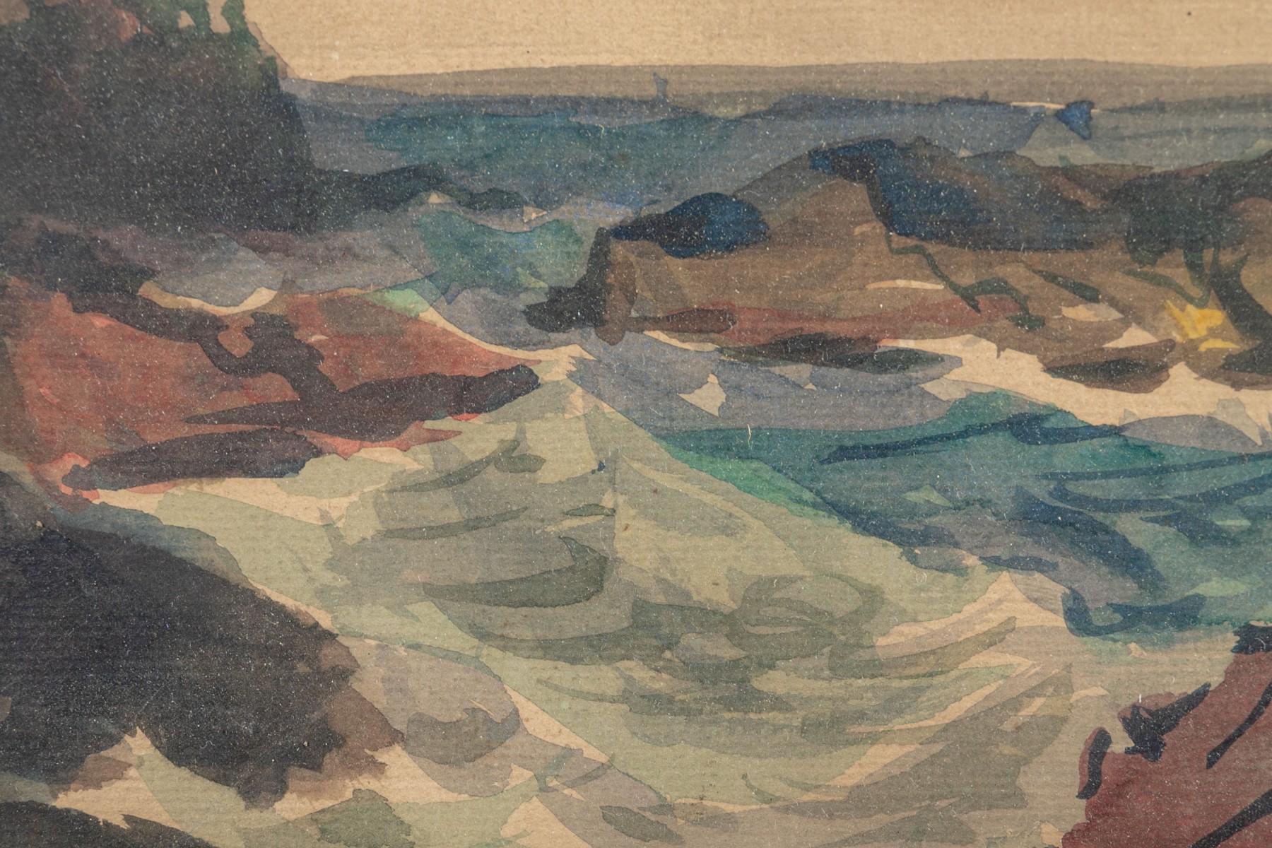 Vintage Abstract Shoreline Watercolor Painting With Inscription #239793 ...