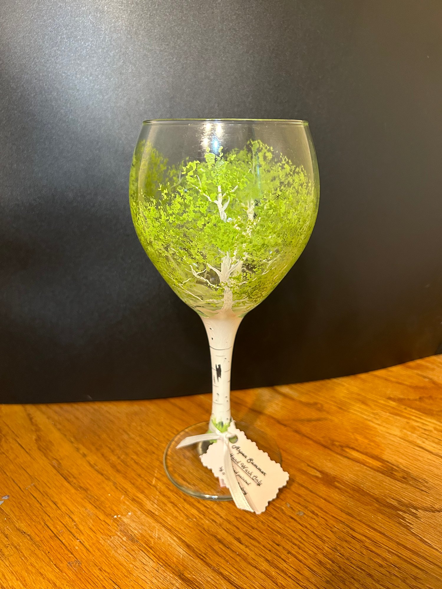 Hand Painted Aspen Summer Wine Glass By Jackie Lindsay #14071 ...