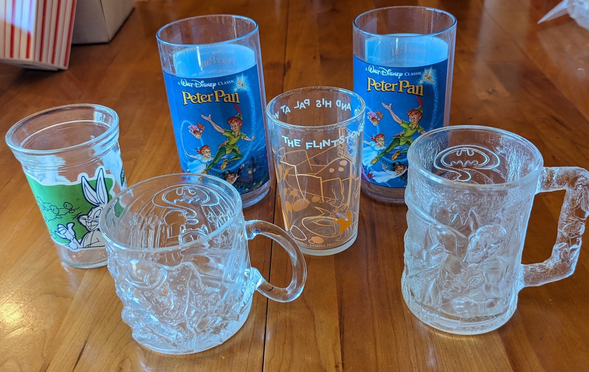 Vintage Collector's Glasses, Batman, Bugs Bunny, Peter Pan, And The ...
