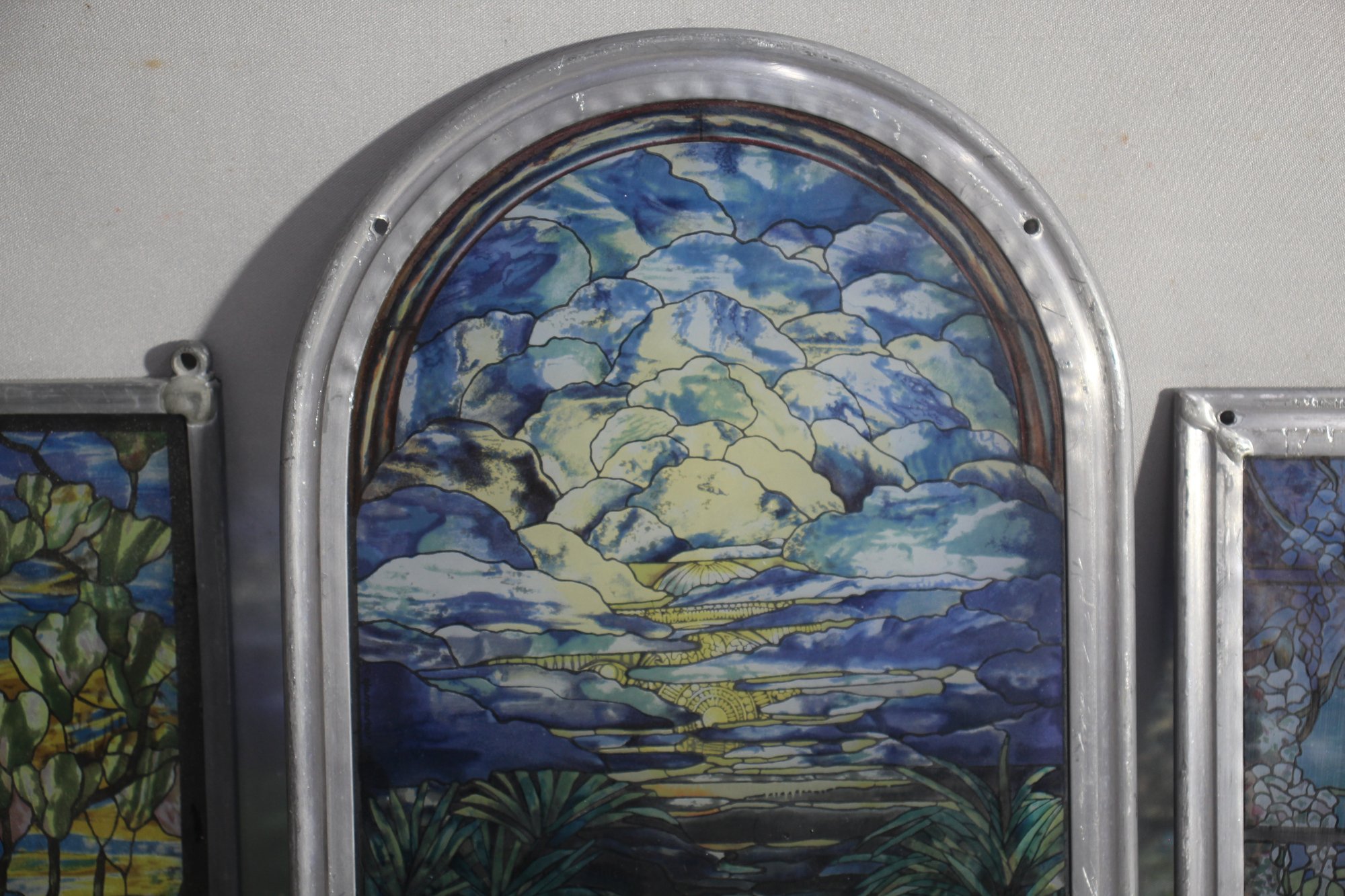 Set Of Three Vibrant Stained Glass Art Panels #65351 | Auctionninja.com