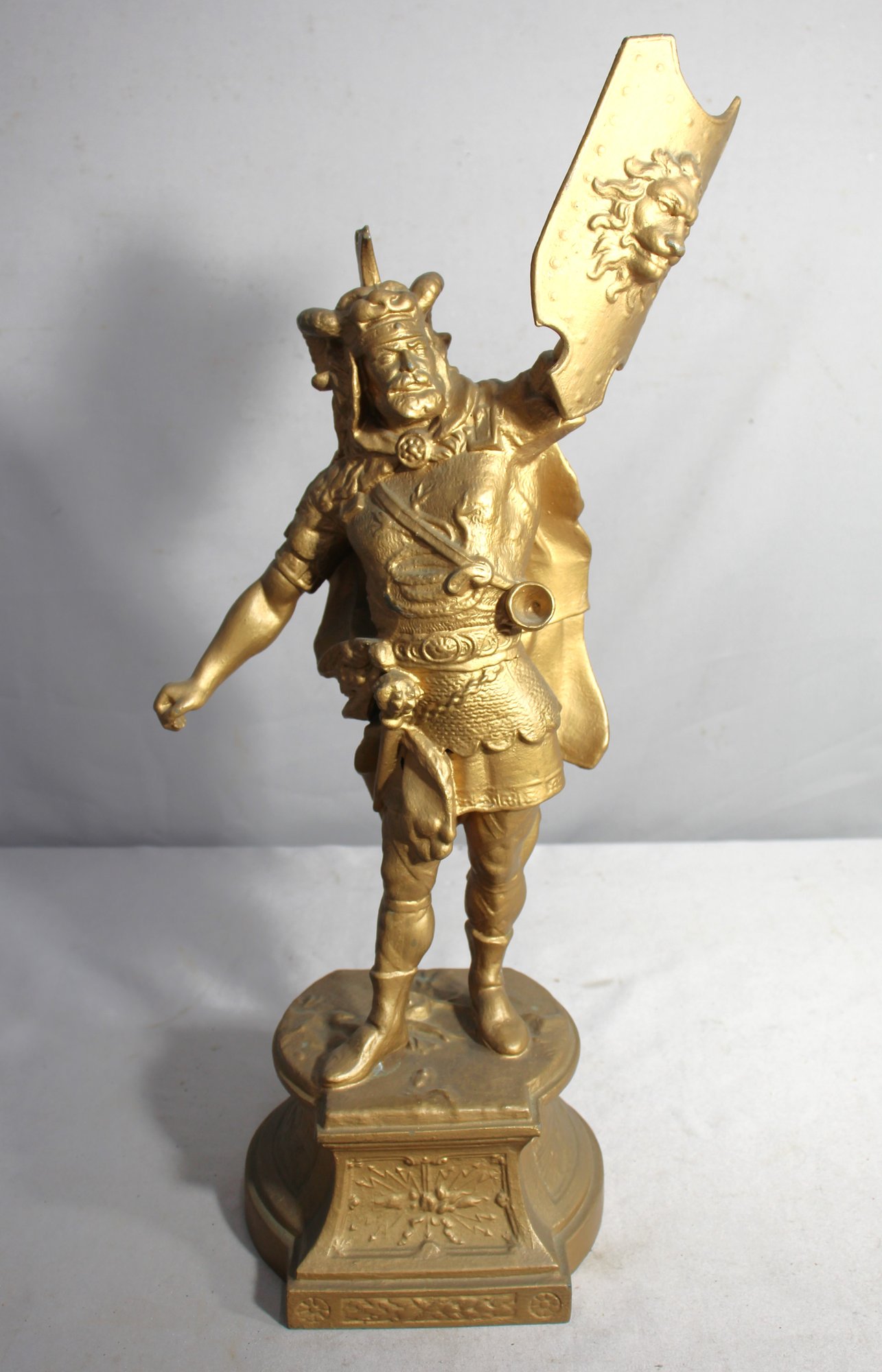 Antique Gilded Spelter Warrior Statue #67627 | Auctionninja.com