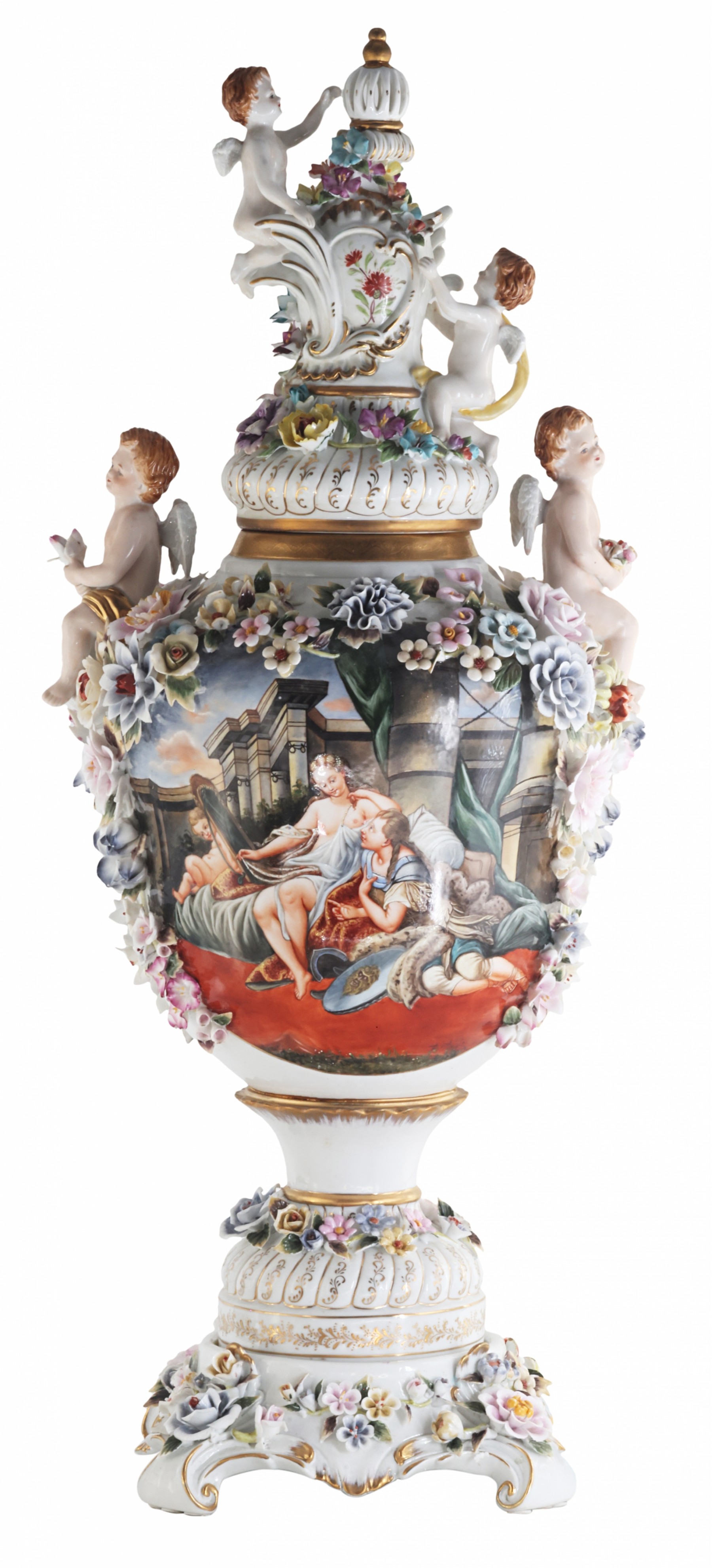 Elegant Rococo Porcelain Vase With 3D Flowers: A Hand-Painted ...