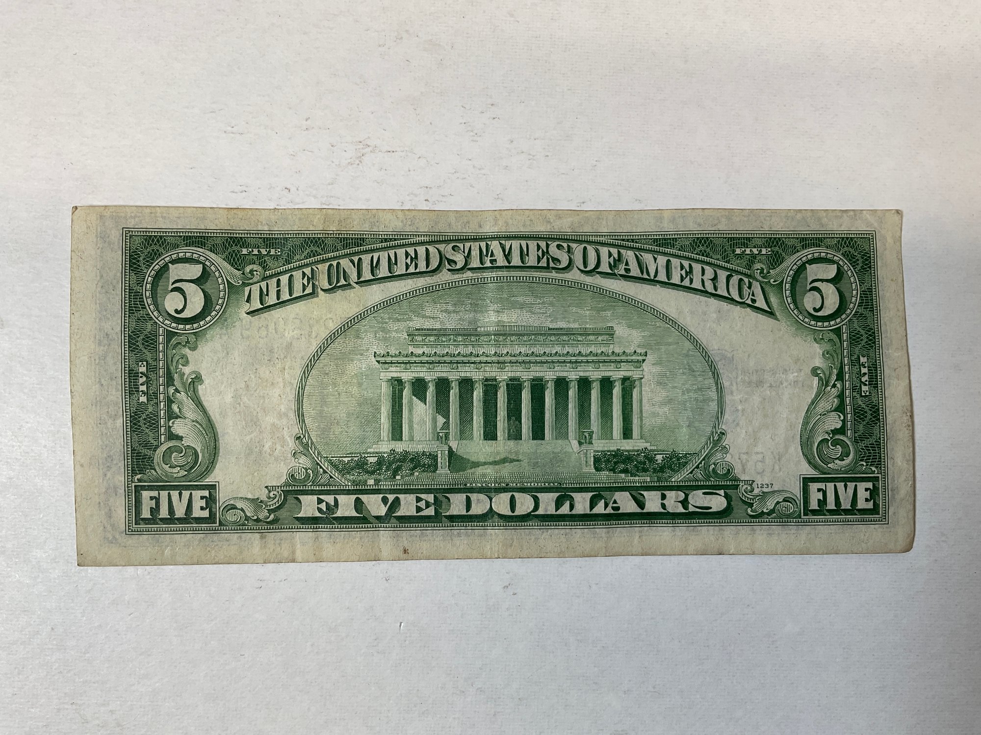1934 Series A Yellow Stamp Five Dollar Bill K57236069 A #9857 ...