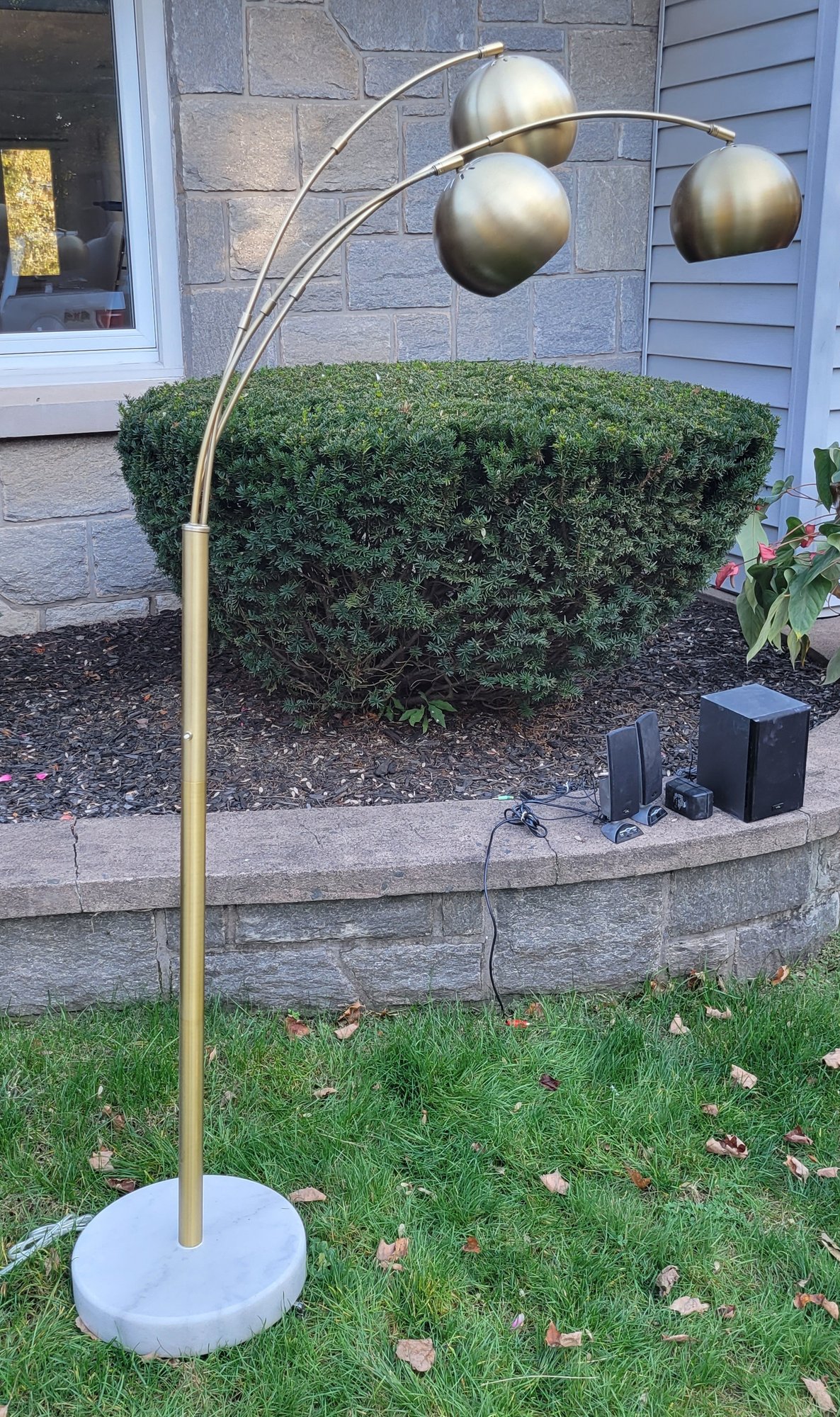 Tri Lobed Bronze And Marble Palm Tree Lamp Tested And Working