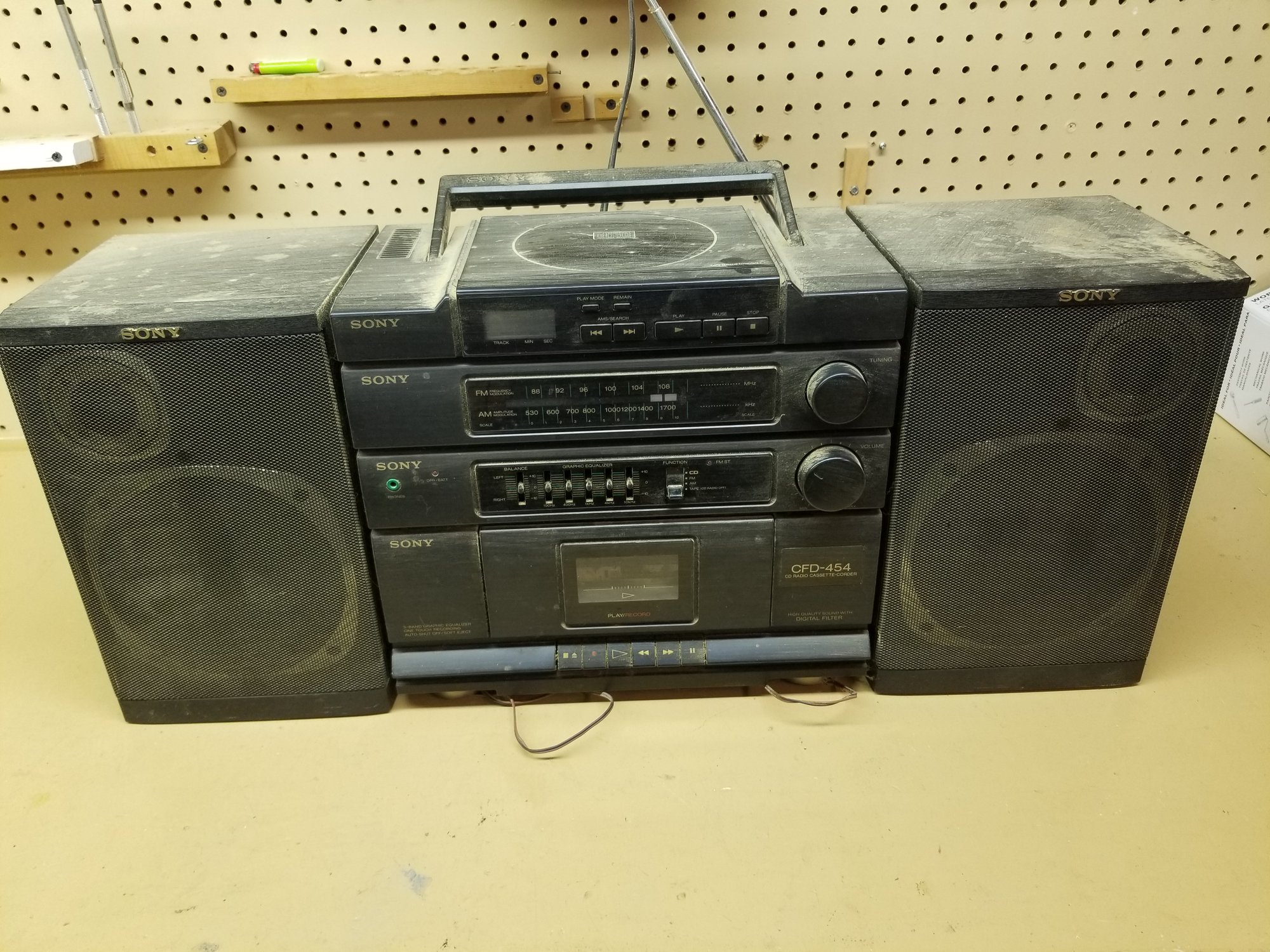 Vintage SONY CFD-454 Portable CD AM/FM Cassette Recorder Radio Boombox ...