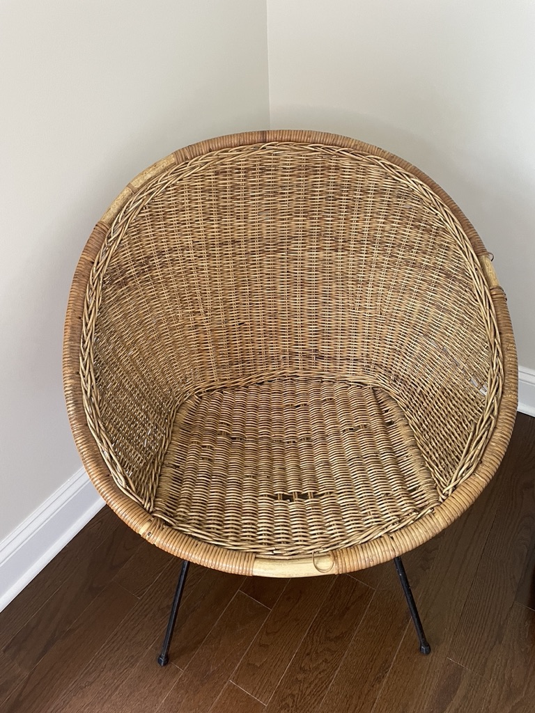 Woven Basket Rattan Hoop Chair #1878899 | Auctionninja.com