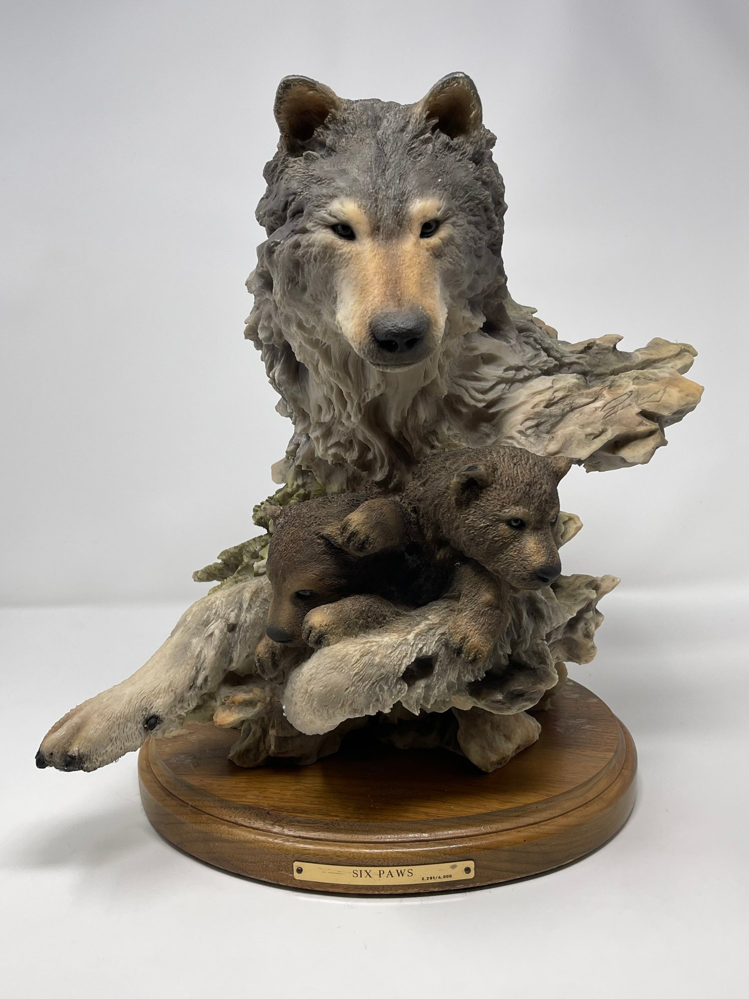 Six Paws Limited Edition Wildlife Sculpture Wolf And Two Cubs By Randy ...