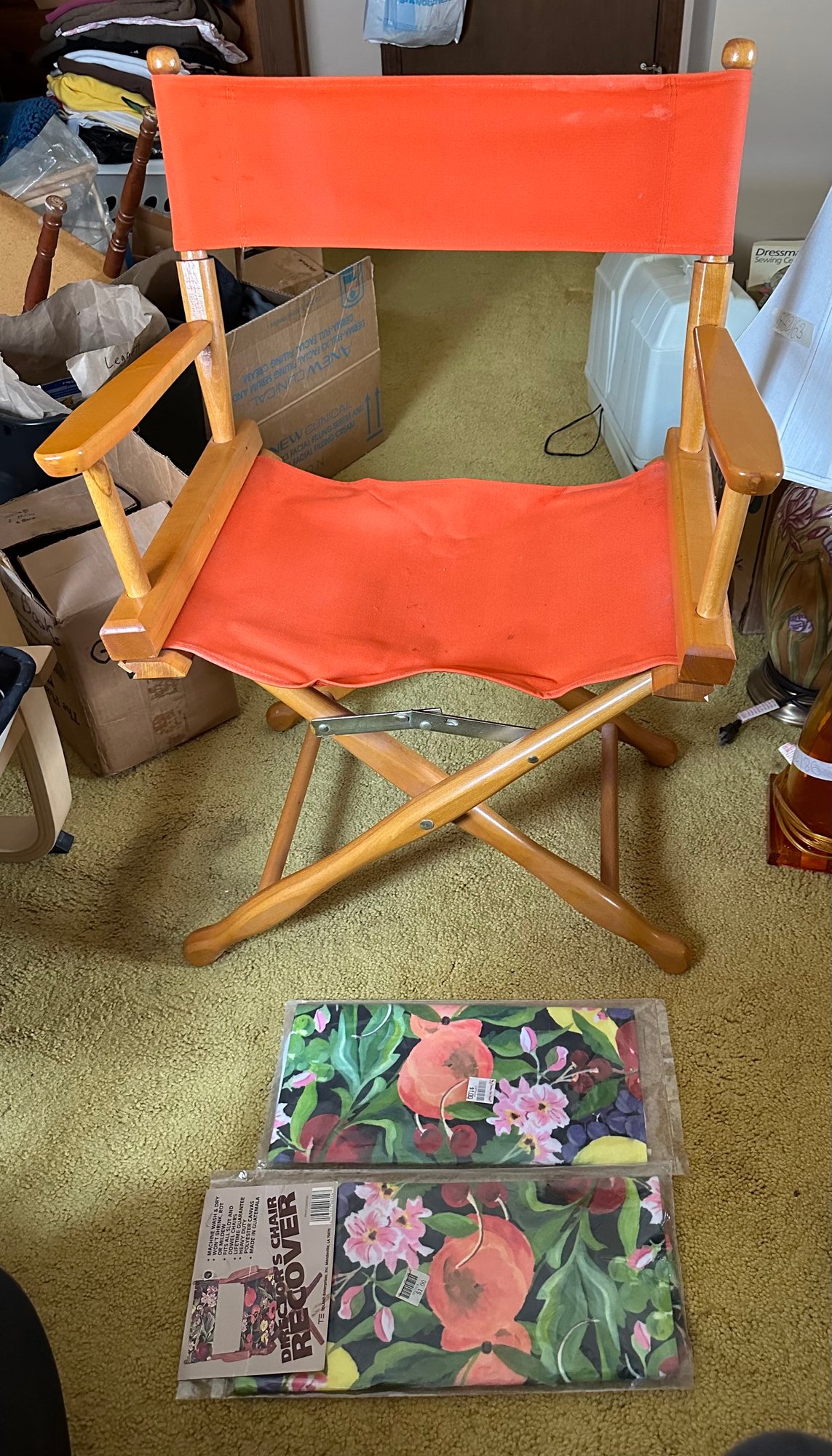 Vintage Gold Medal Wood With Orange Canvas Director's Chair & 2 Brand ...