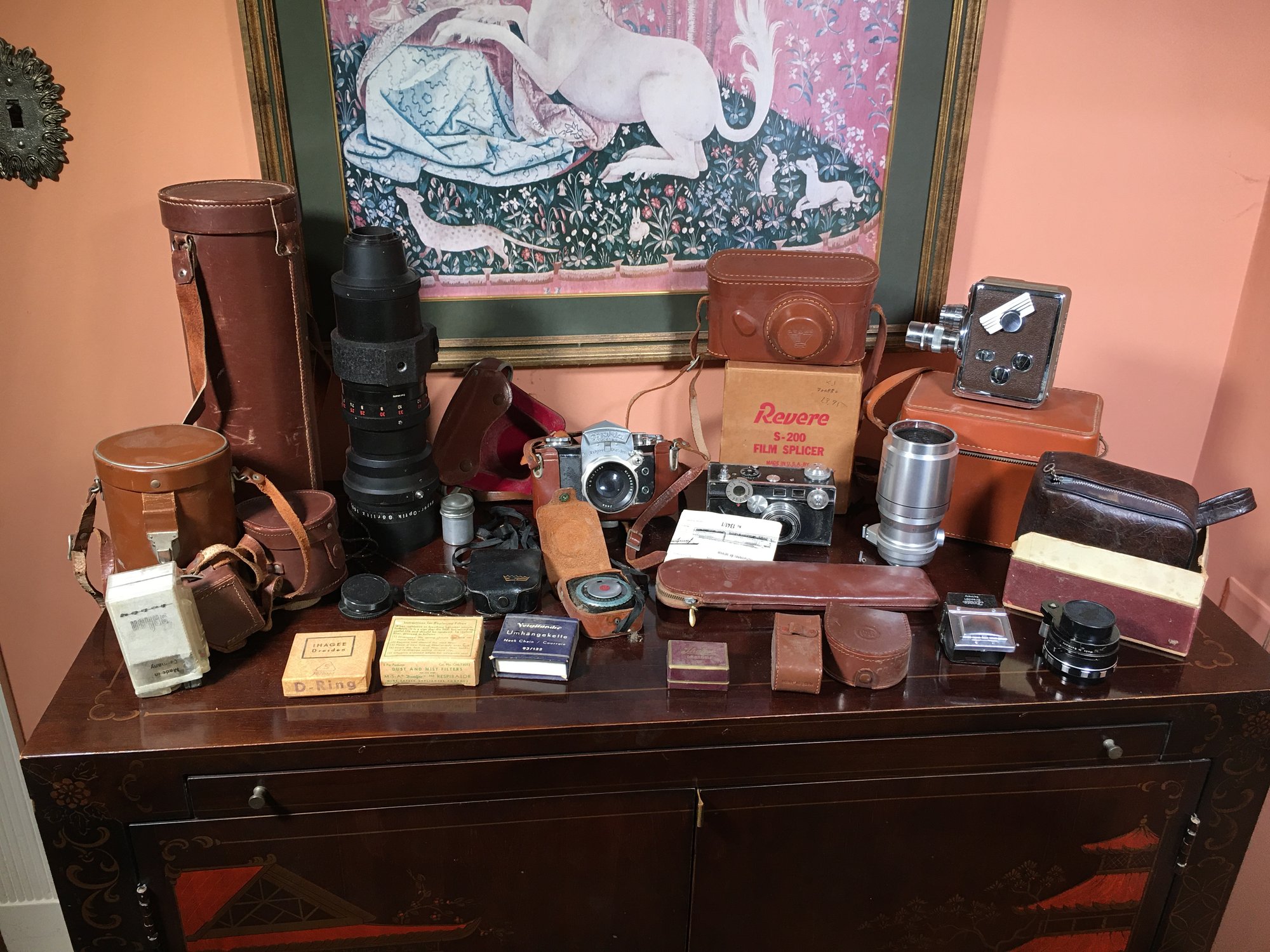 Amazing Assorted Vintage Film Cameras And Lenses Plus 8mm Film Camera ...