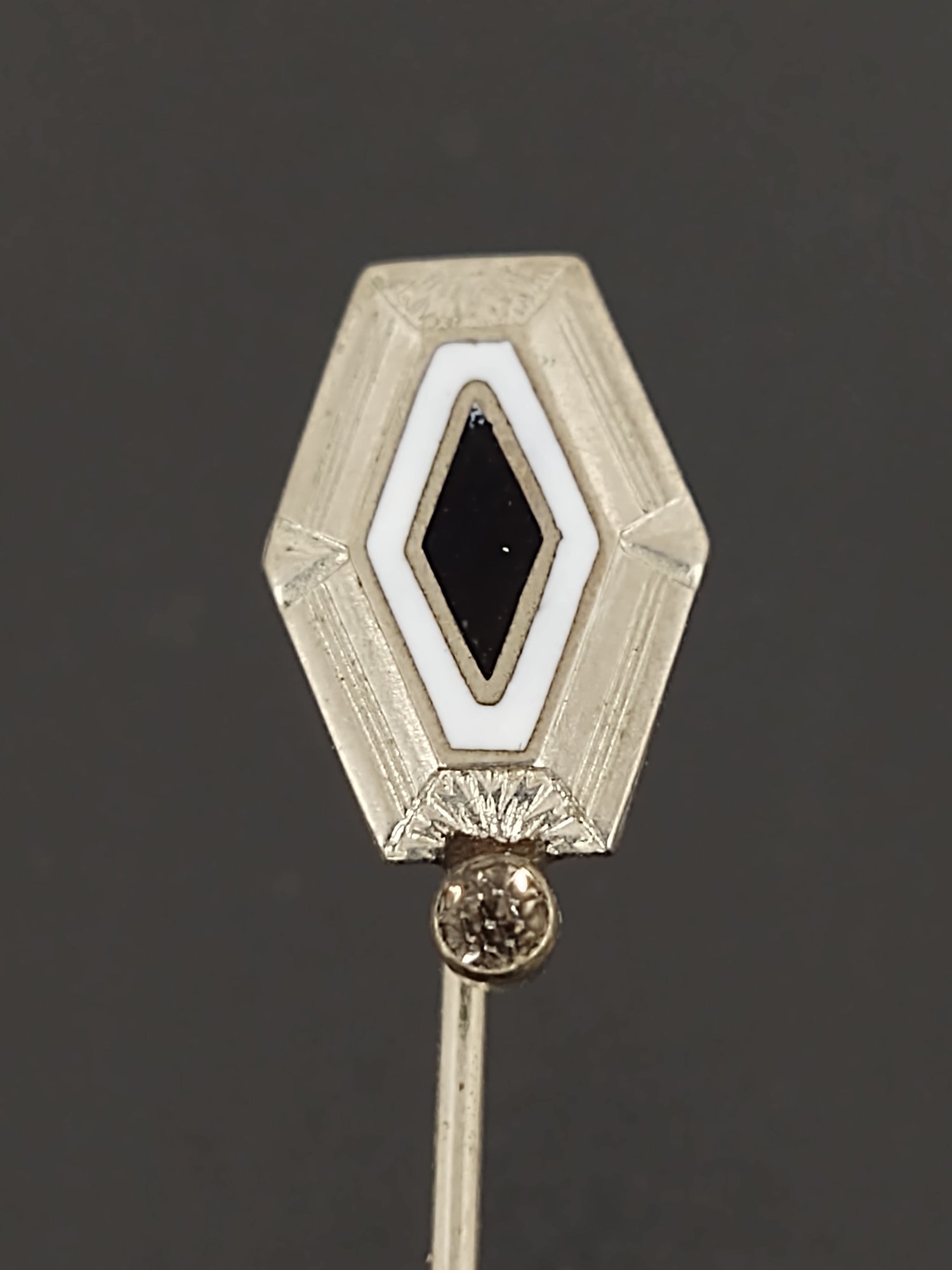 ANTIQUE ART DECO SILVER TONED ENAMEL & PASTE STONE STICK PIN #1854077 ...