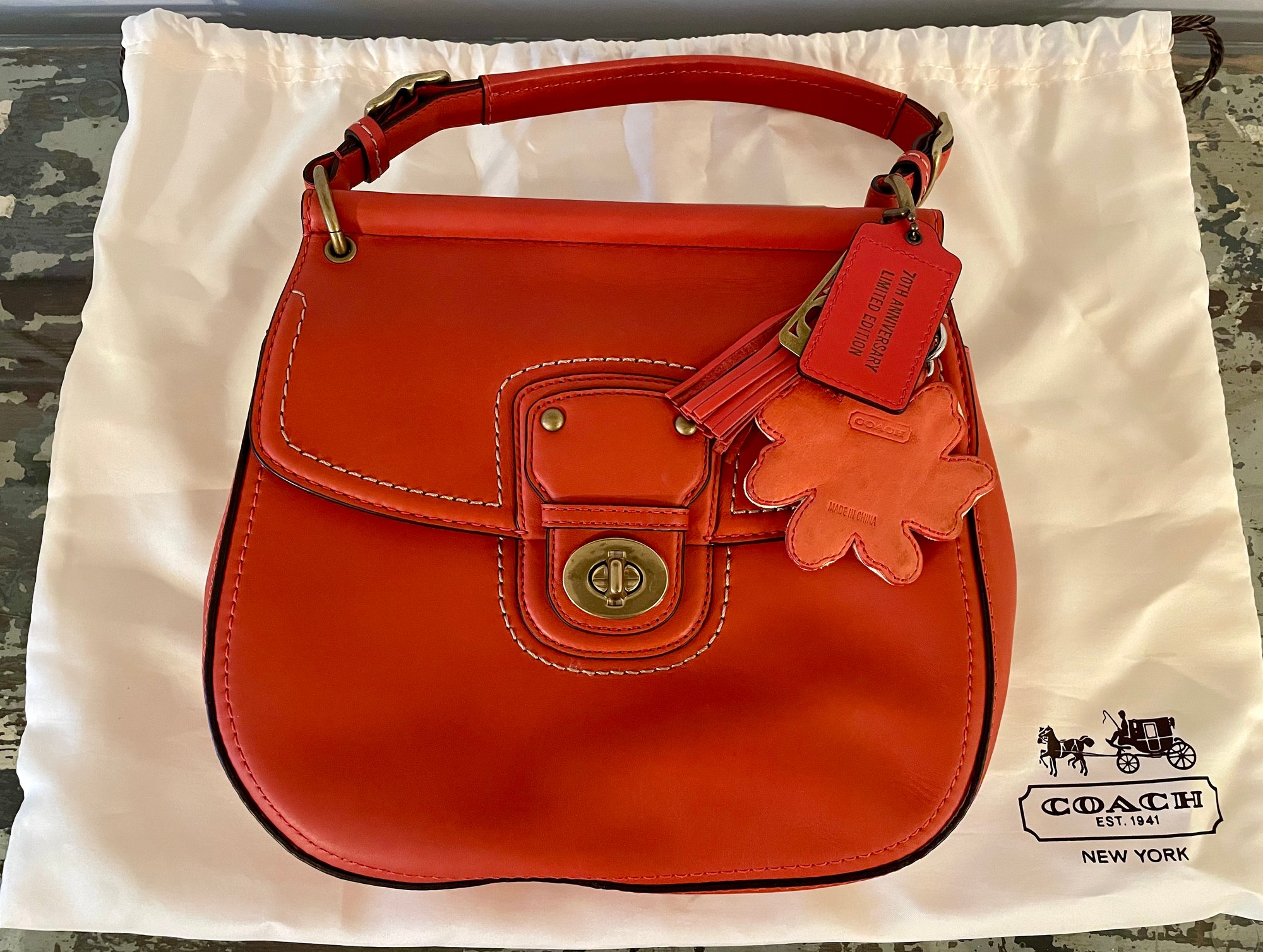 Coach Willis Legacy 70th Anniversary Vermillion Leather Handbag ...
