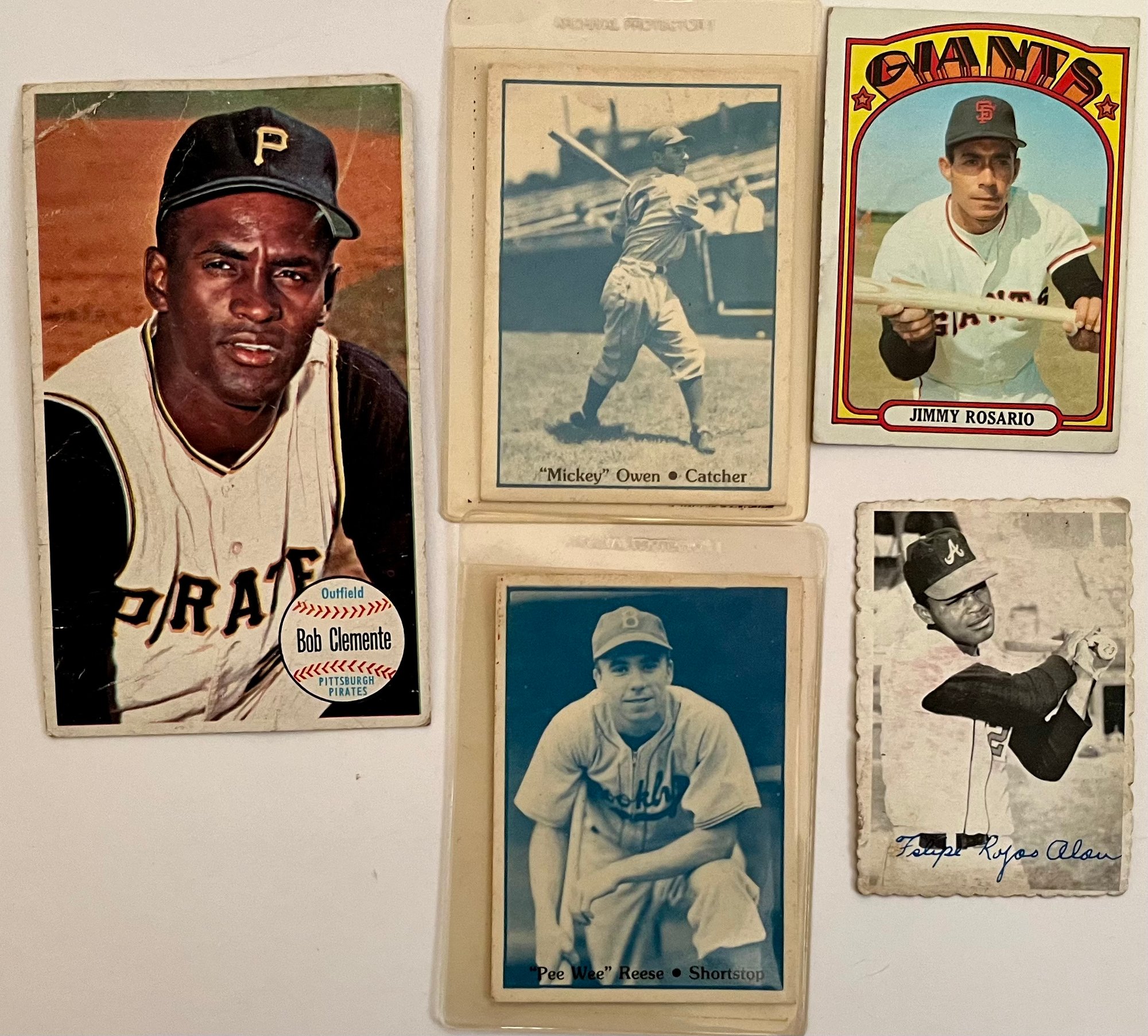 Vintage Baseball Cards - Jimmy Rosario, Felipe Alou, Mickey Owen, Peewee Reese Bob Clemente ...