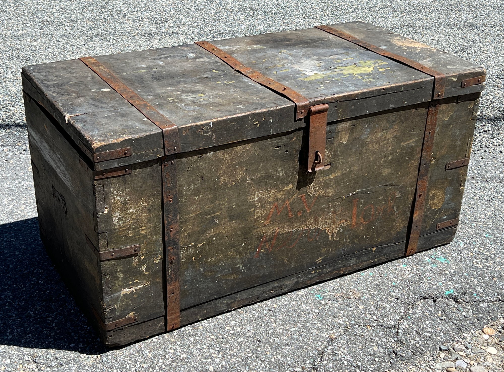 Rare Antique 19th C. Ships Chest / Mercantile Travel Trunk #1830259 ...