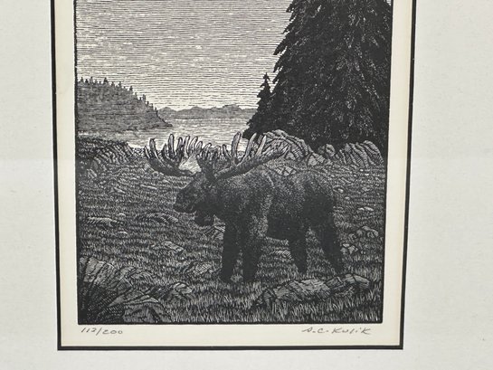 AC Kulik Engraved Moose Pencil Signed & Numbered Print #40769596 ...