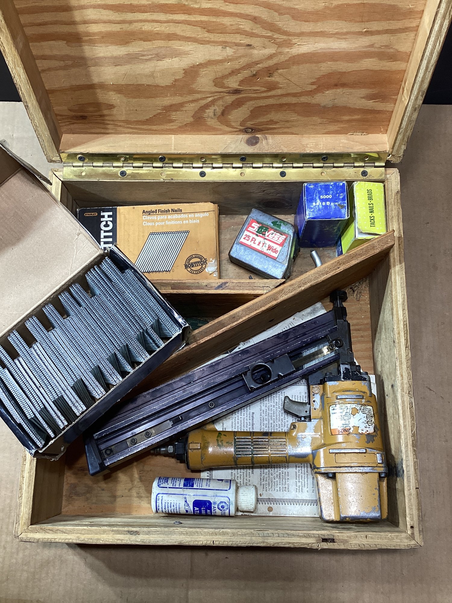 Bostitch Finish Nailer With Nails, Measuring Tape And Other Fasteners ...