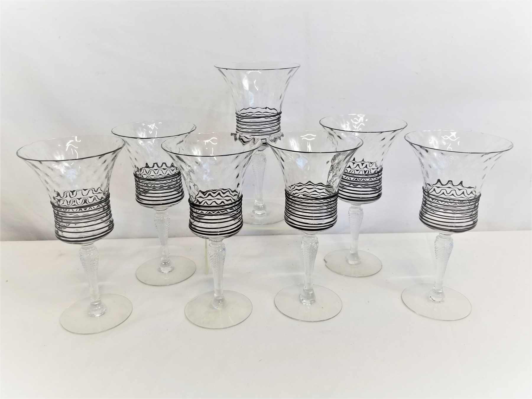 Antique 1920's H. C. Fry Black Reeded Crystal 5.5" Goblets #1048966 ...