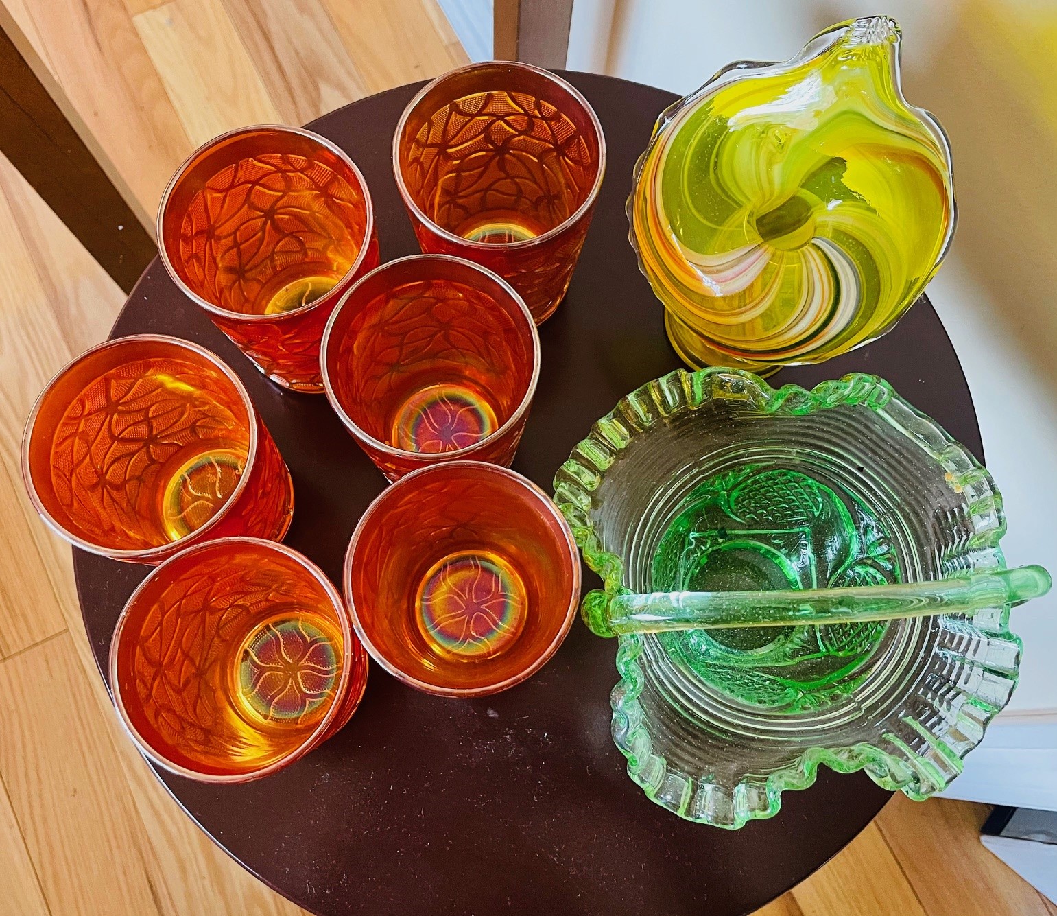 Gorgeous Colored Depression (?) Glass - Includes A Fluted Vase Too ...