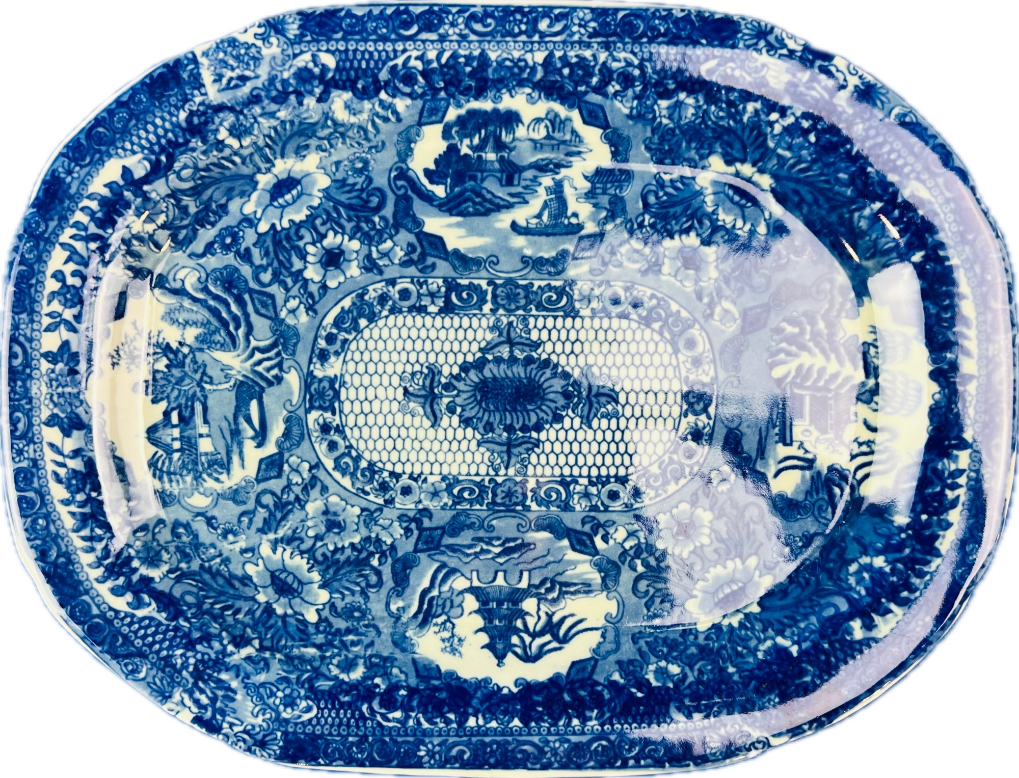 Antique Victoria Ware Ironstone Flow Blue Large Serving Platter ...
