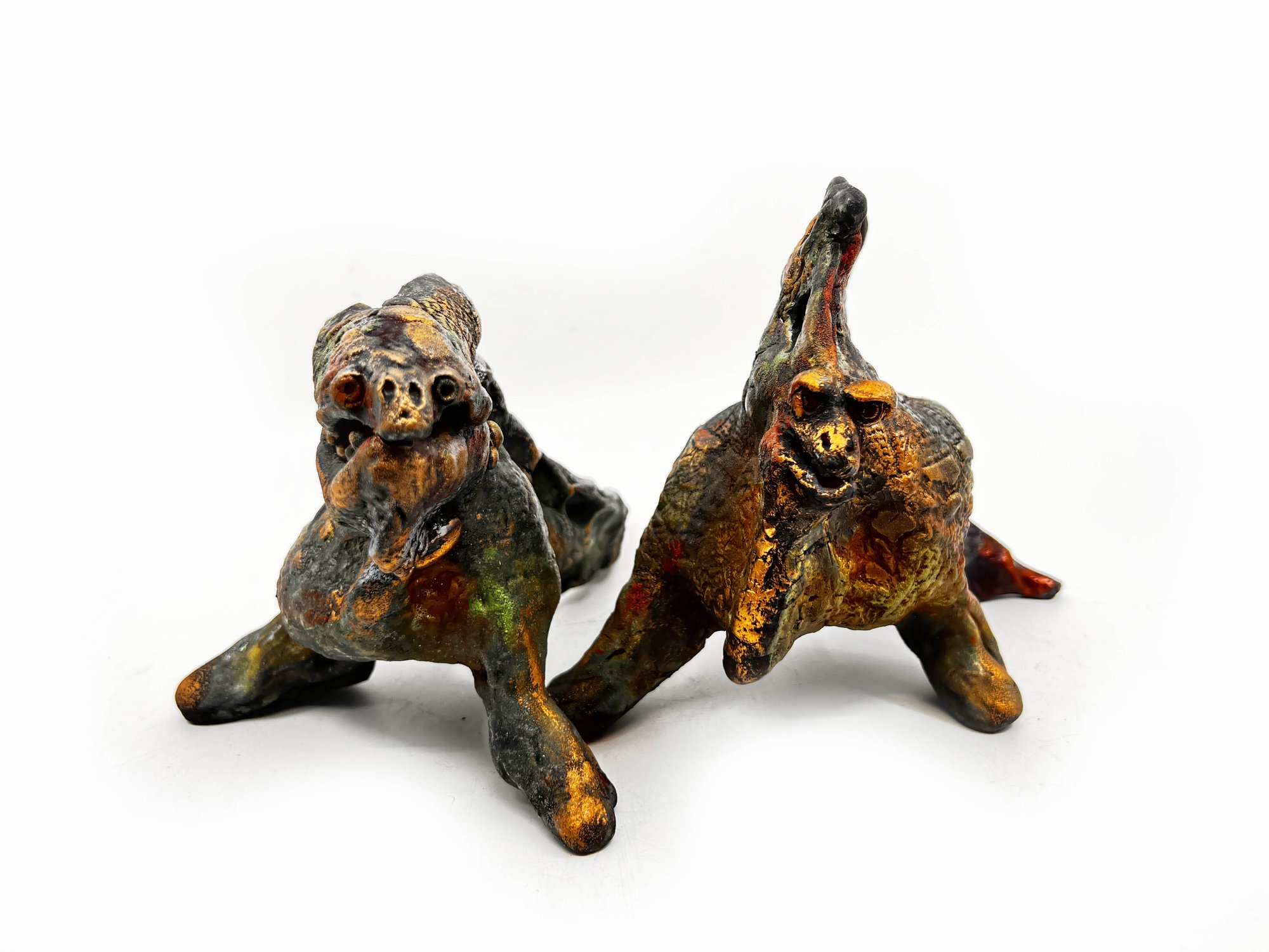(A-3-7) ARTIST JOHN FINK VINTAGE HAND MADE AND PAINTED PAIR OF CERAMIC ...