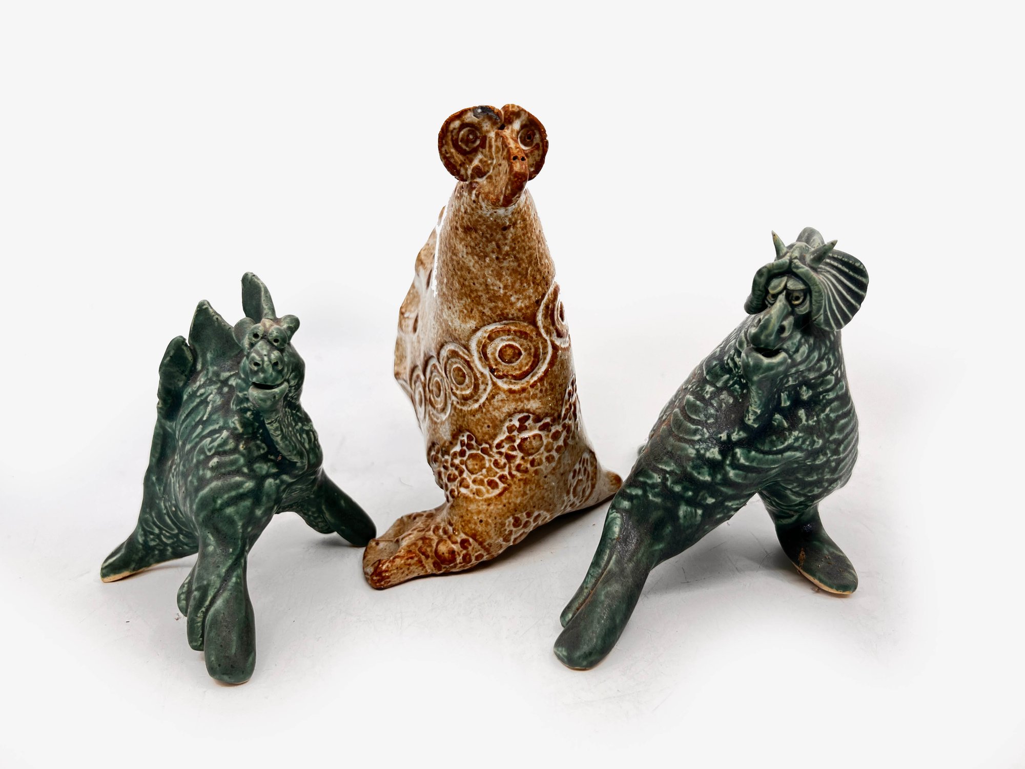 (A-4-4) SET OF 3 ART POTTERY CERAMIC DINOSAURS BY JOHN FINK - FAR-FETCH ...