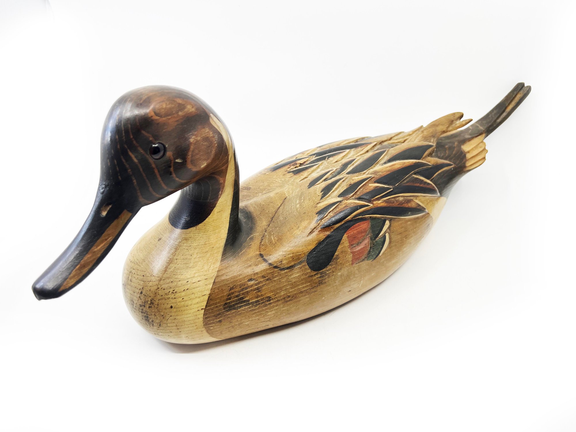 (BAS-17) VINTAGE LARGE 1984-1985 "TOM TABER" WOOD DUCK DECOY-CORONA ...