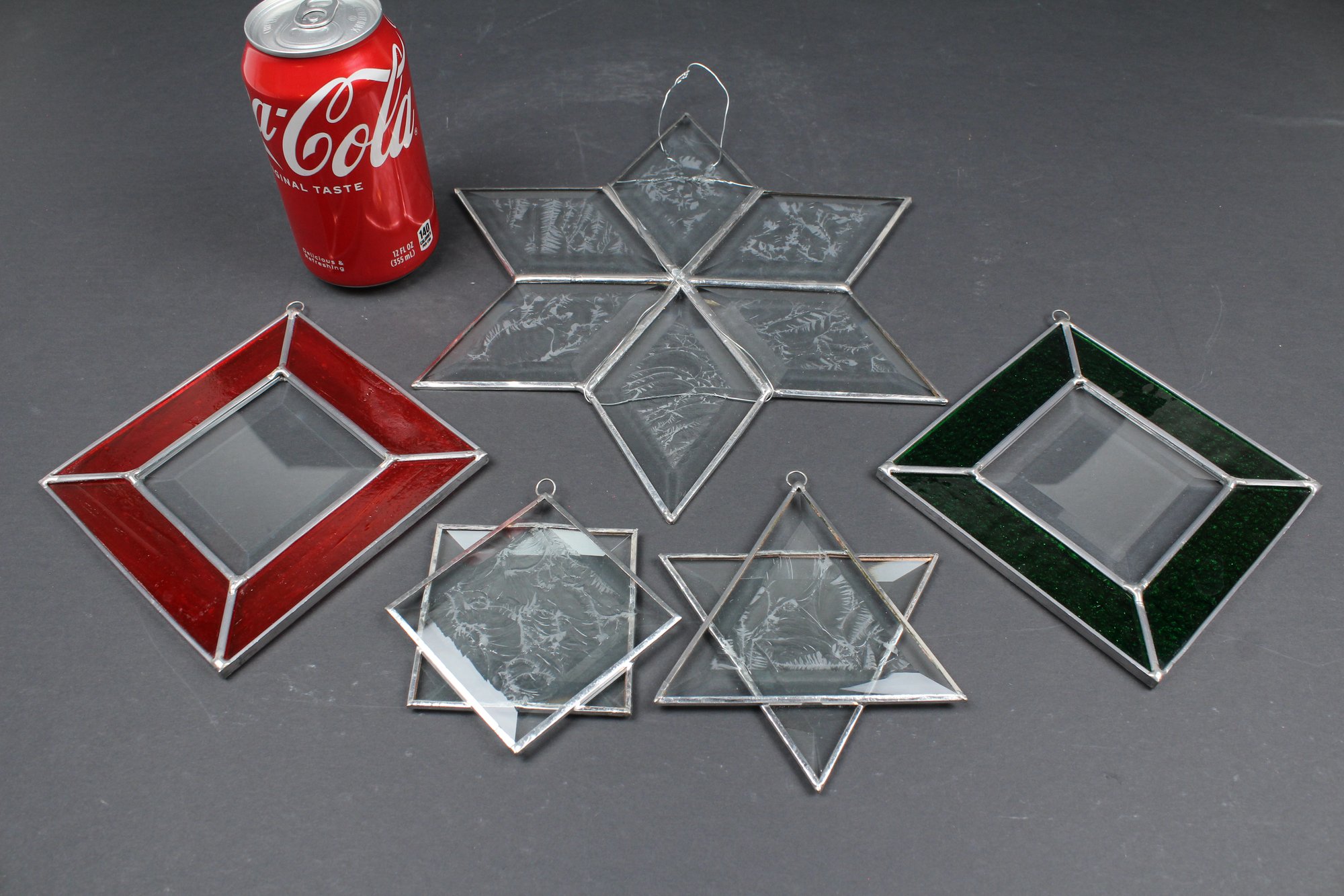Four Stained Glass Etched Glass Window Hangers #1415 | Auctionninja.com