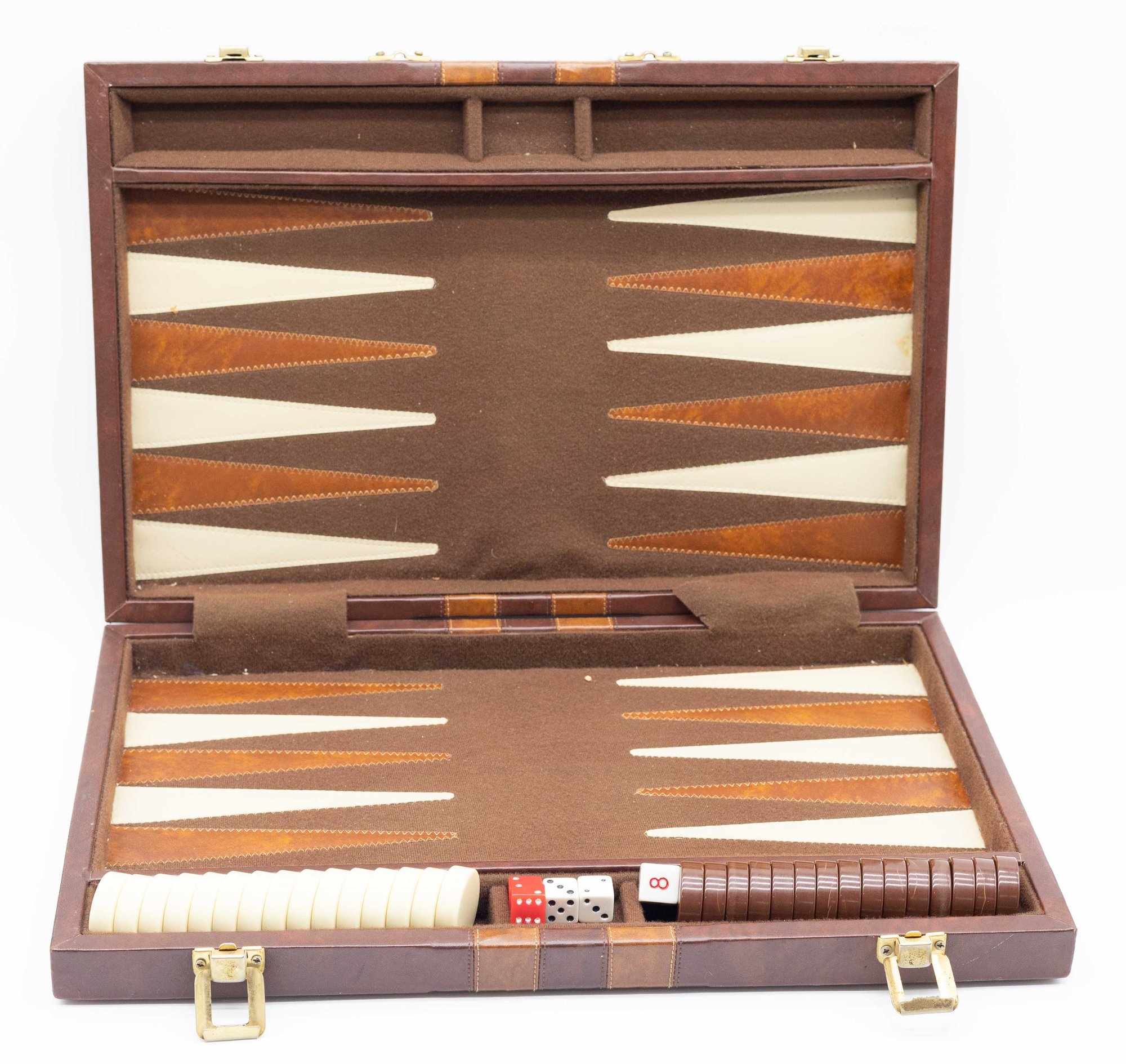 Vintage Suitcase Briefcase Backgammon Set Folding Travel Large #10816 ...