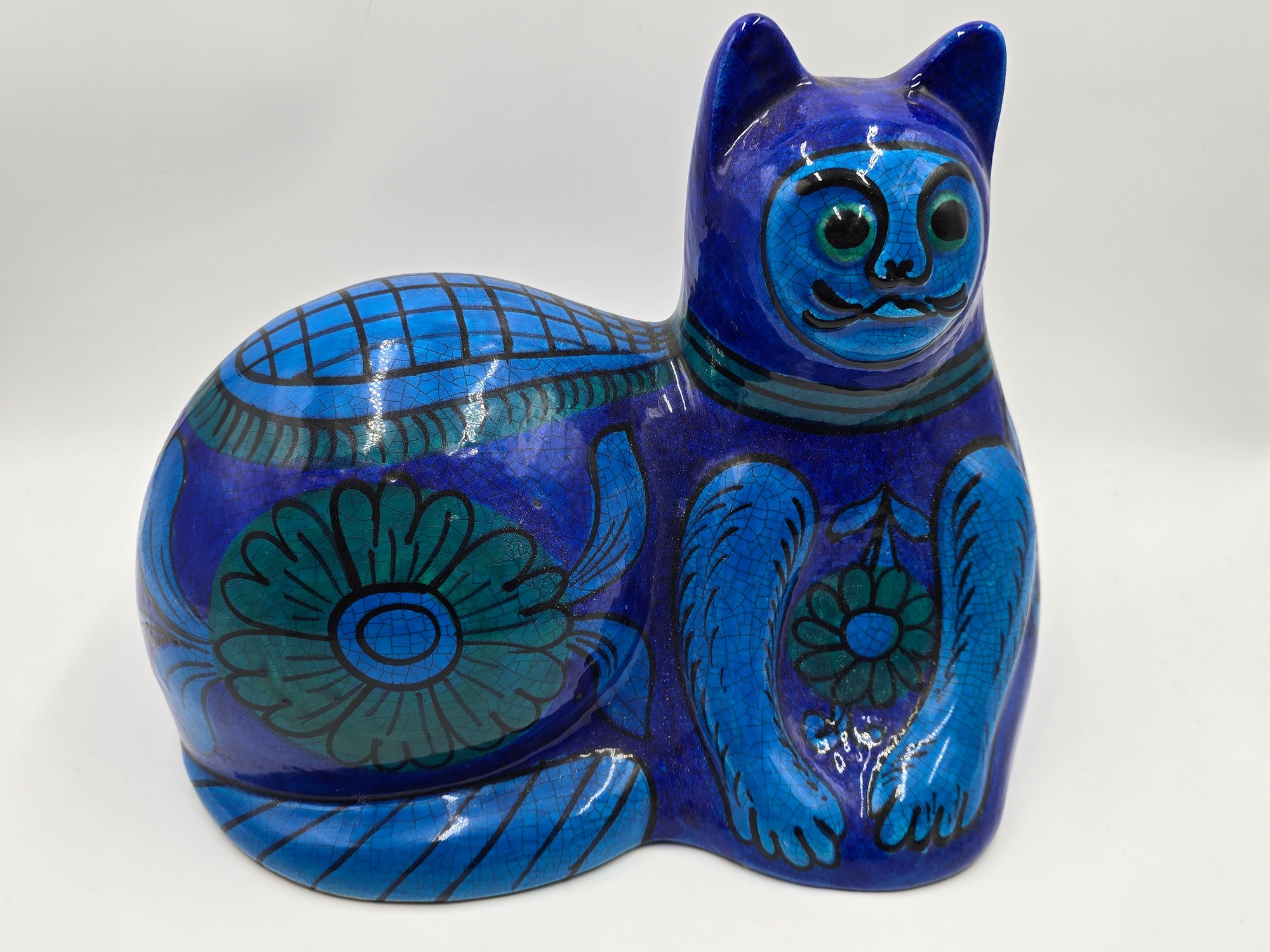 Item 1 Blue Italian Cat Bitossi 13x8.25 X 10.25 Tall #3592 #6508 ...