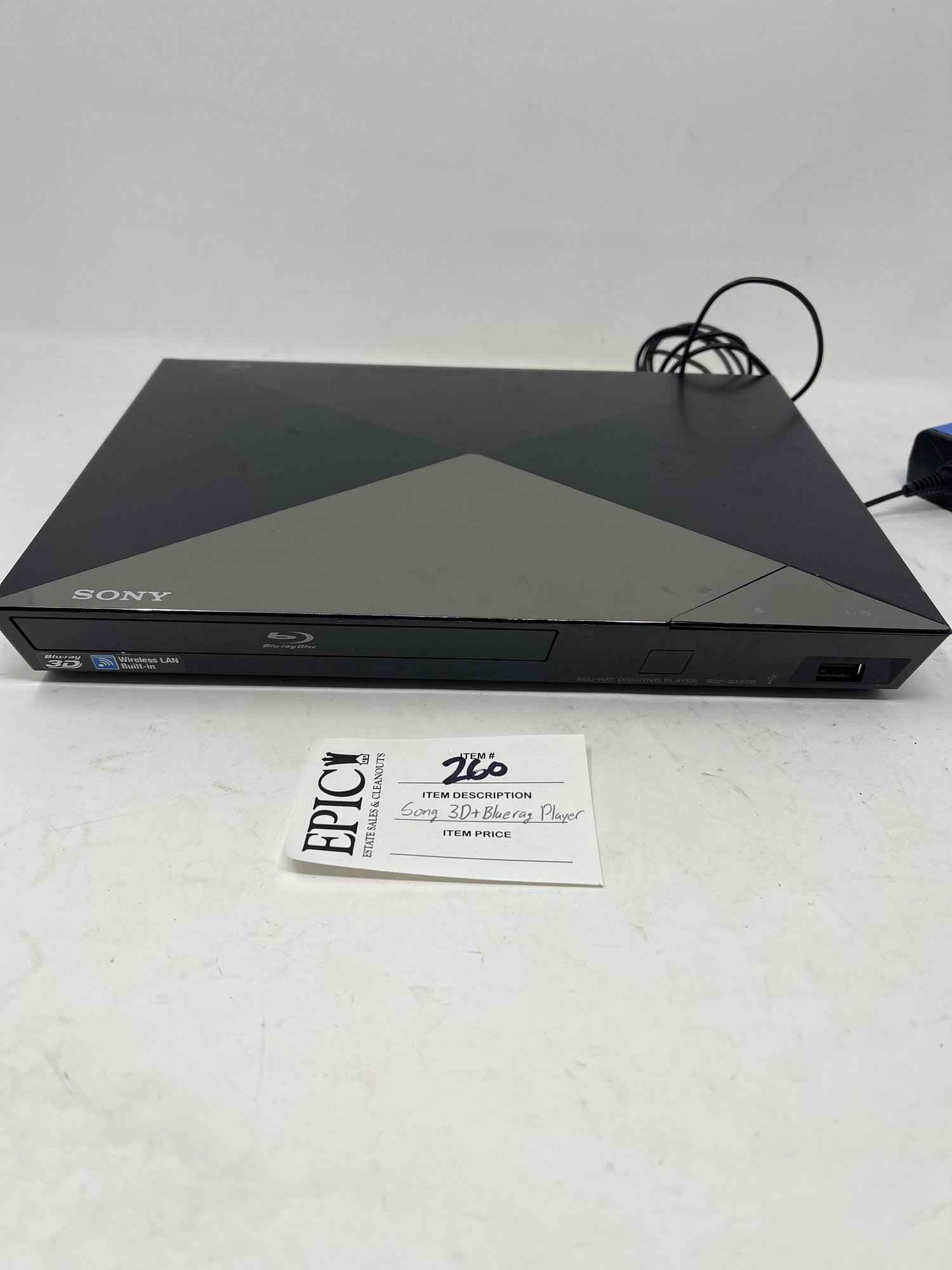 Lot 260 Sony Model BDP-BX520 Blu Ray DVD Player Wifi Built In #2967 ...