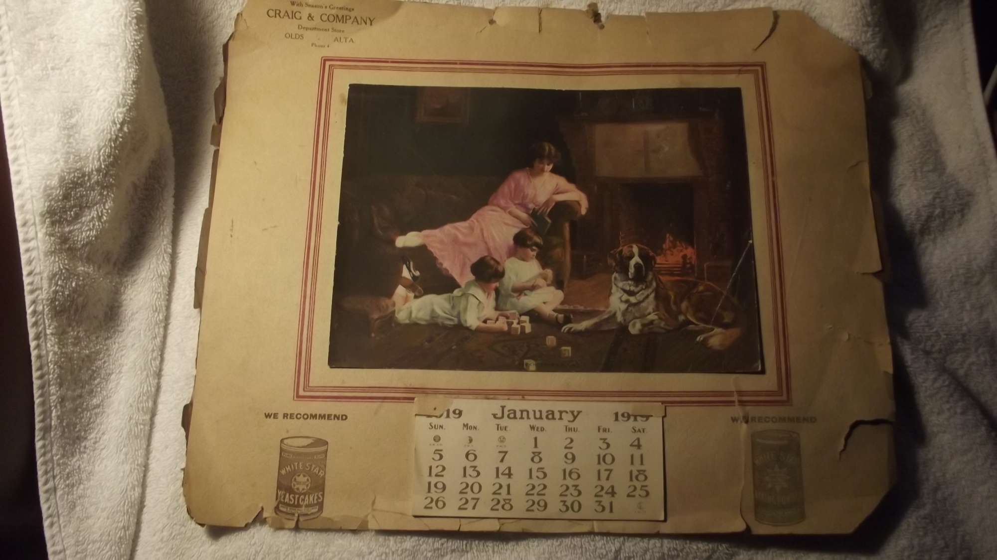 1919 Calendar With All The Monthy Pages Intact #1124 | Auctionninja.com