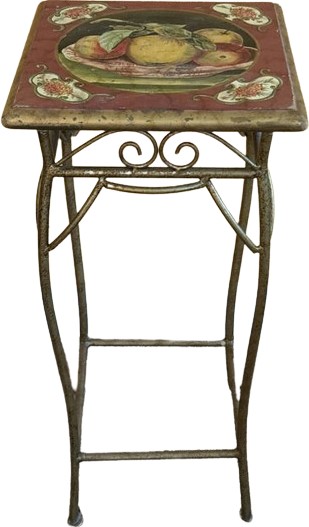 Small Metal Stand With Fruit Top, 9x9x20H #56963 | Auctionninja.com