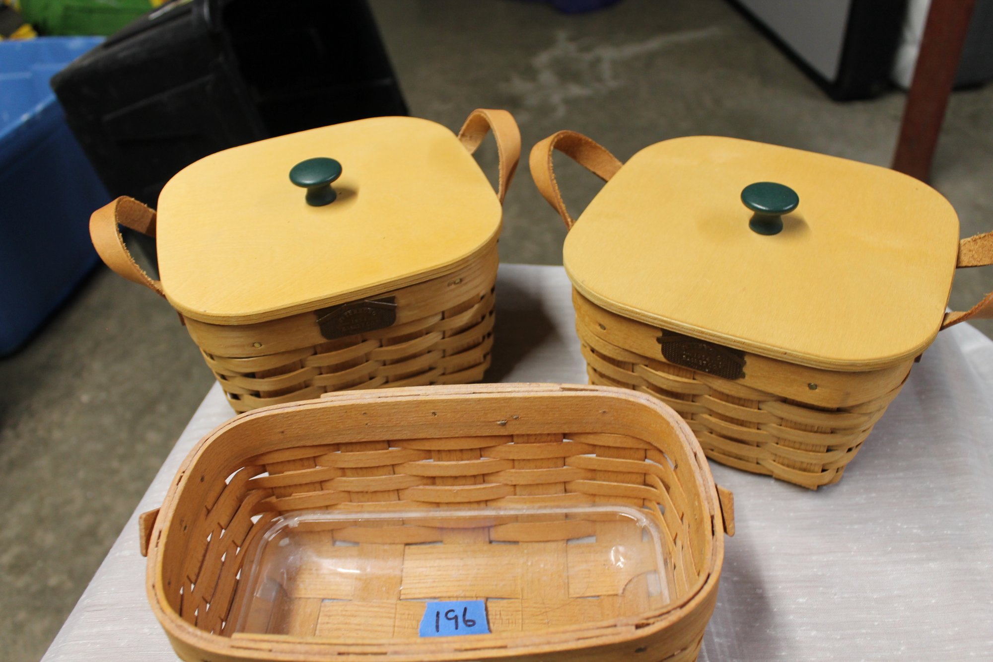 196 ~ Set 3 Longerberger Baskets With Inserts #20857 | Auctionninja.com