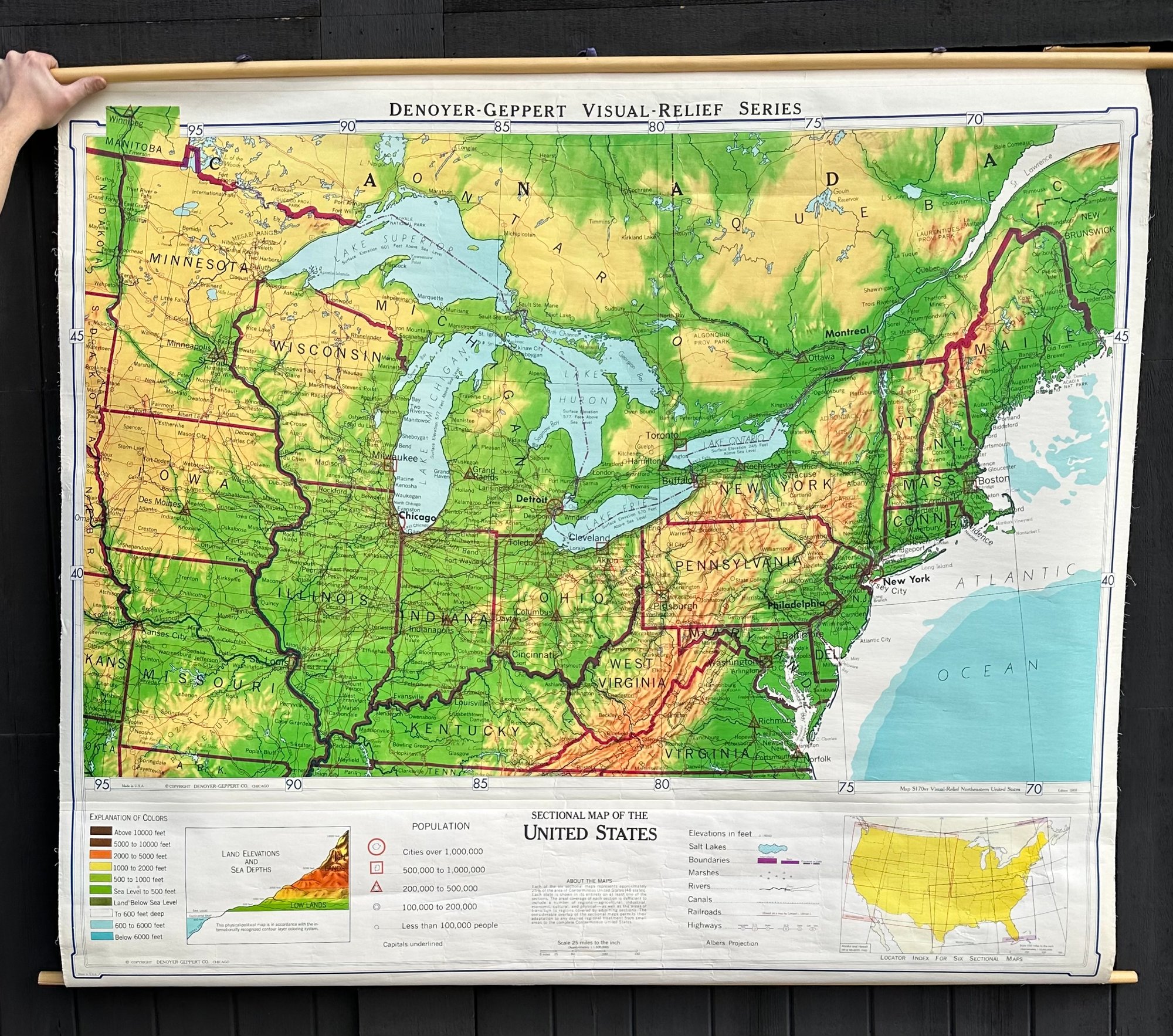 Denoyer Geppert Visual Relief Series Sectional Map Of The United States ...