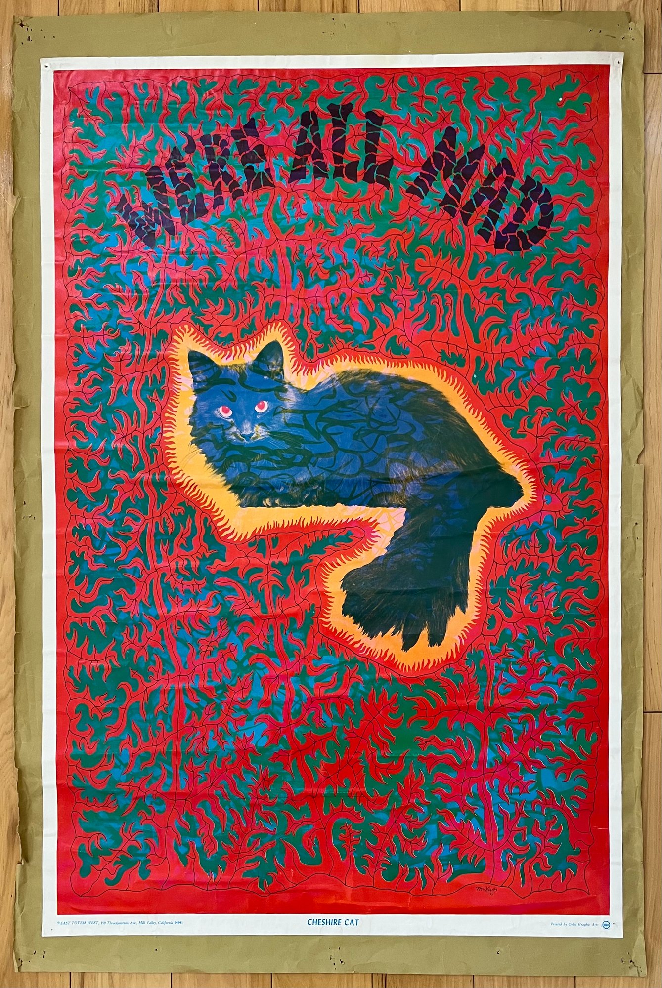 Vintage "Cheshire Cat" Psychedelic Poster, Designed By Joseph McHugh ...