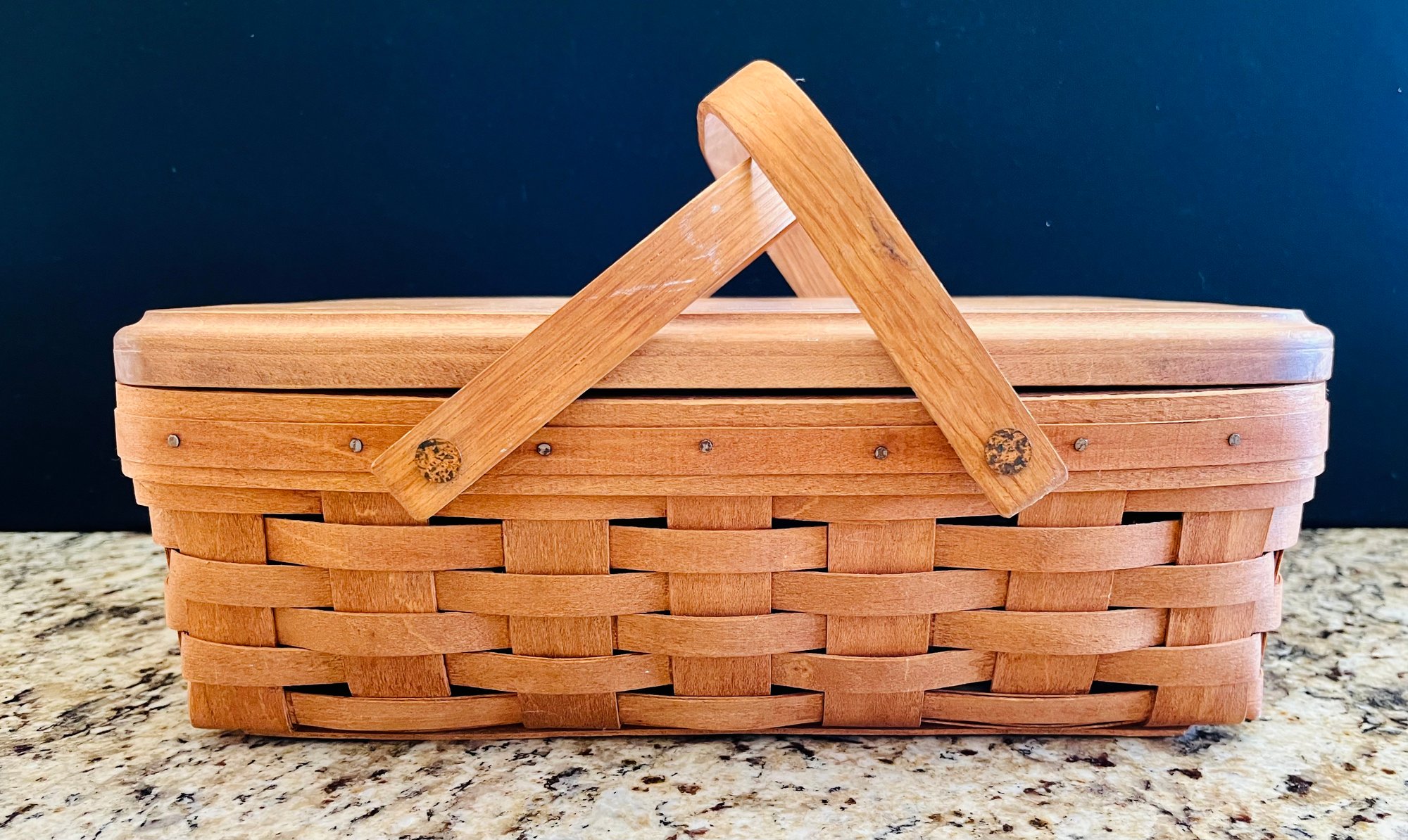 Signed 1998 Vintage Longaberger Covered Picnic Baske - 14" X 9.5 ...