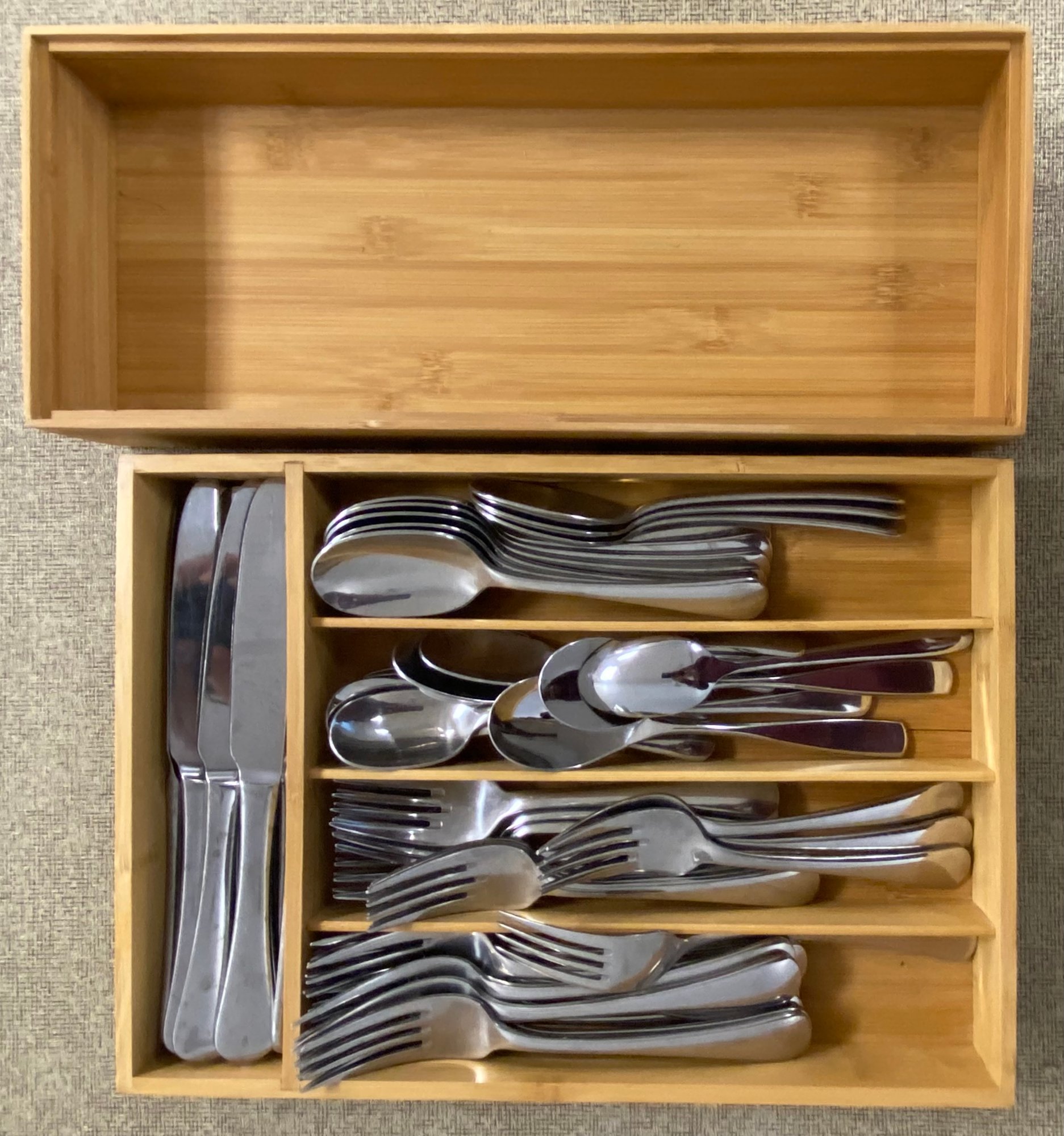 Oneida Forks, Spoons, And Knives With Wooden Storage Divider #137482 ...