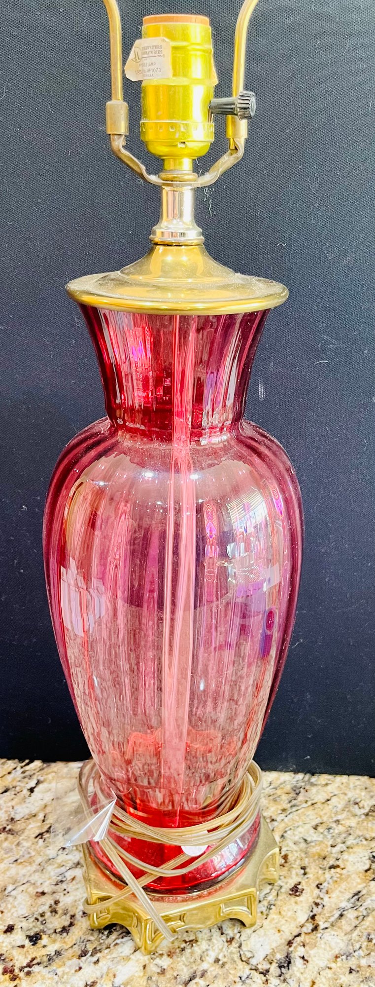 Elegant Antique Cranberry Glass Table Lamp - 26" Tall - (1 Of 2 ...